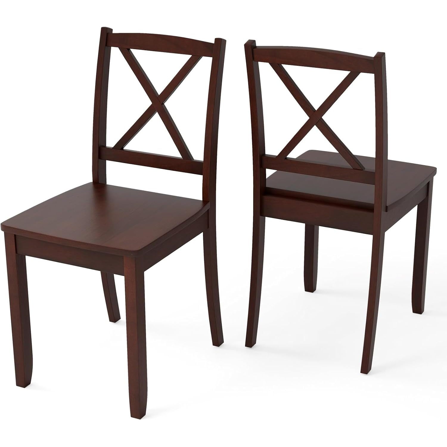 DCYP Wood Dining Chairs Set of 2, Armless Kitchen Chairs w/Rubber Wood ...