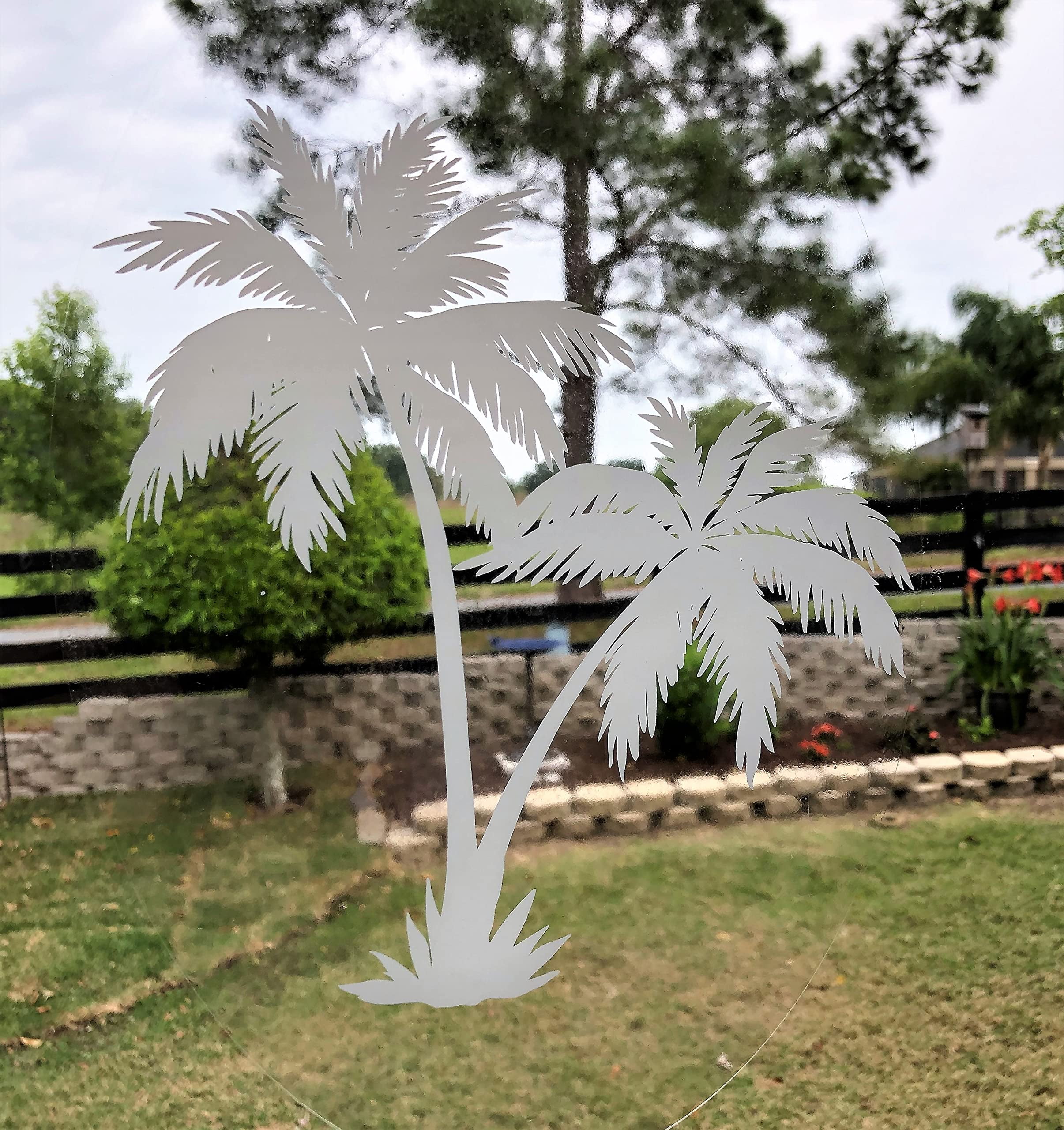 DCentral Removable Palm Tree Decorative Window Vinyl Etched Glass Cling ...