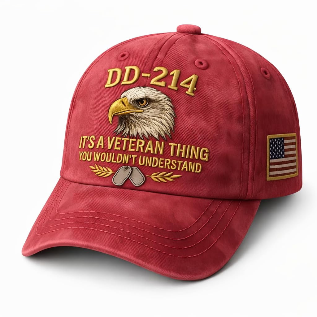 DD-214 Veteran Baseball Cap, Black, Eagle, American Flag Patch ...