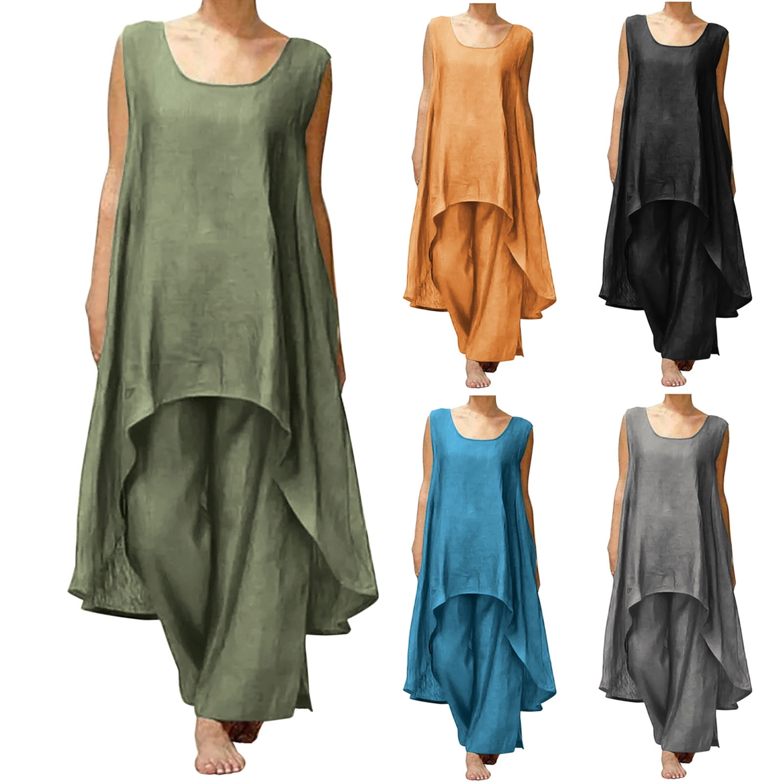 Ddapj Pyju 2 Piece Cotton Linen Outfits For Women 2024 Summer Resort