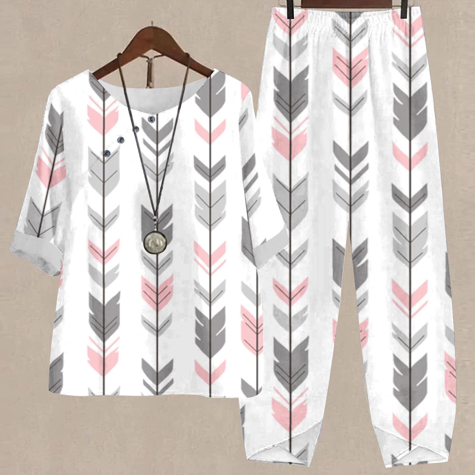 Ddapj Pyju 2 Piece Outfits For Women Cotton Linen Set 2024 Trendy Print