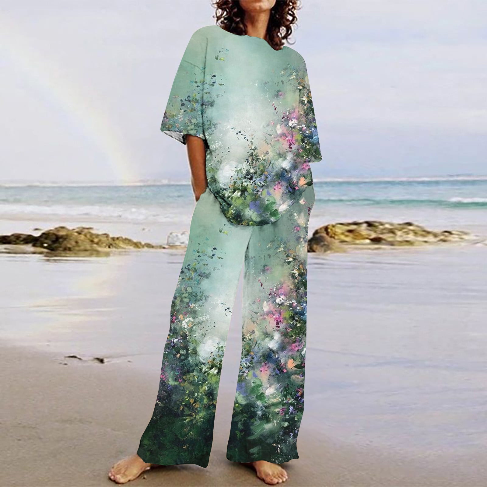 Ddapj Pyju 2 Piece Trendy Outfits For Women Plus Size Linen Lounge Sets