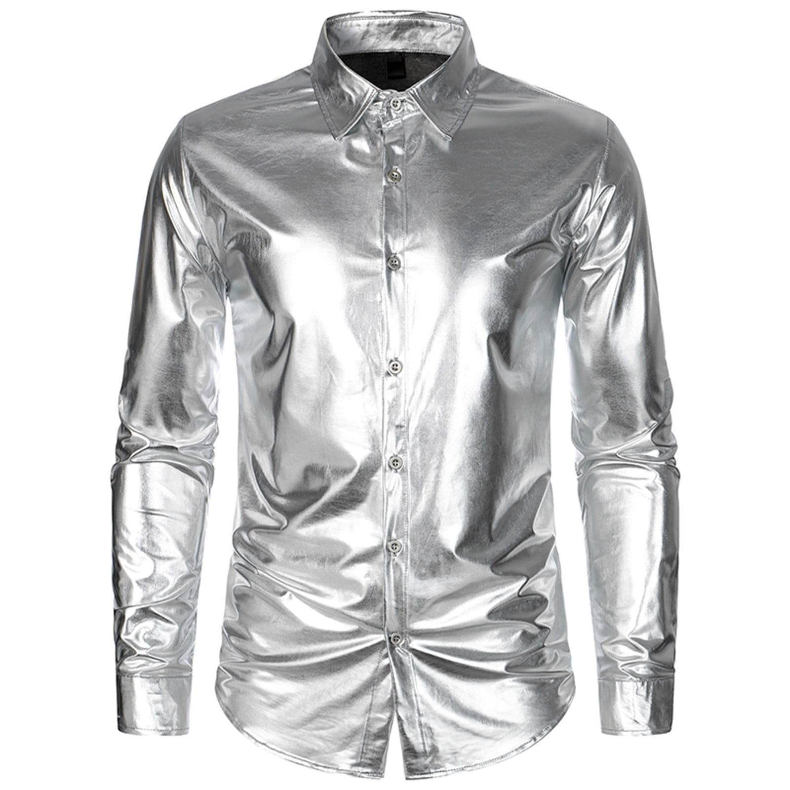 DDAPJ pyju 2023 Clearance Metallic Shirt for Men,Casual Long Sleeve ...