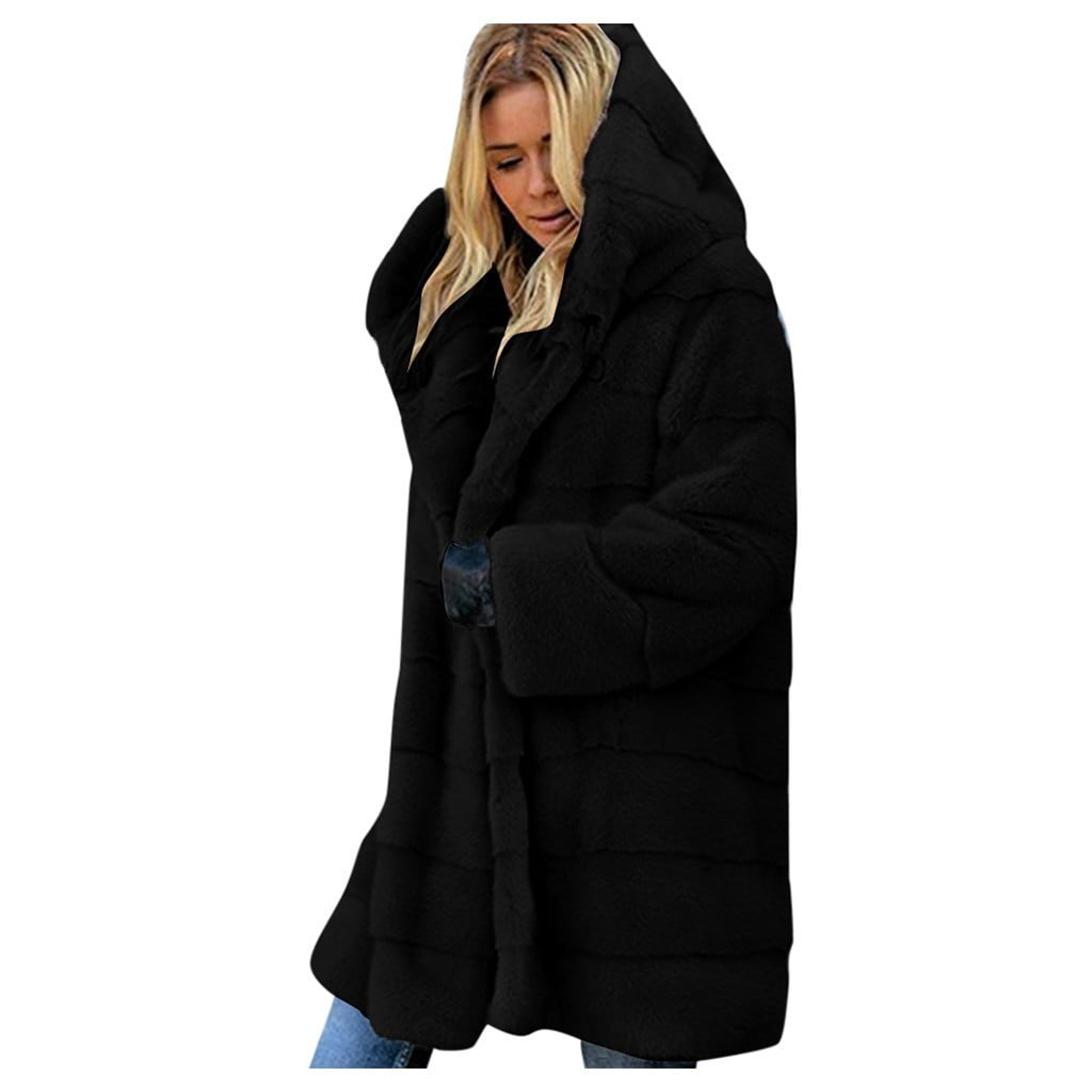 DDAPJ pyju 2024 Clearance Winter Coats for Women,Warm Thick Faux Fur ...