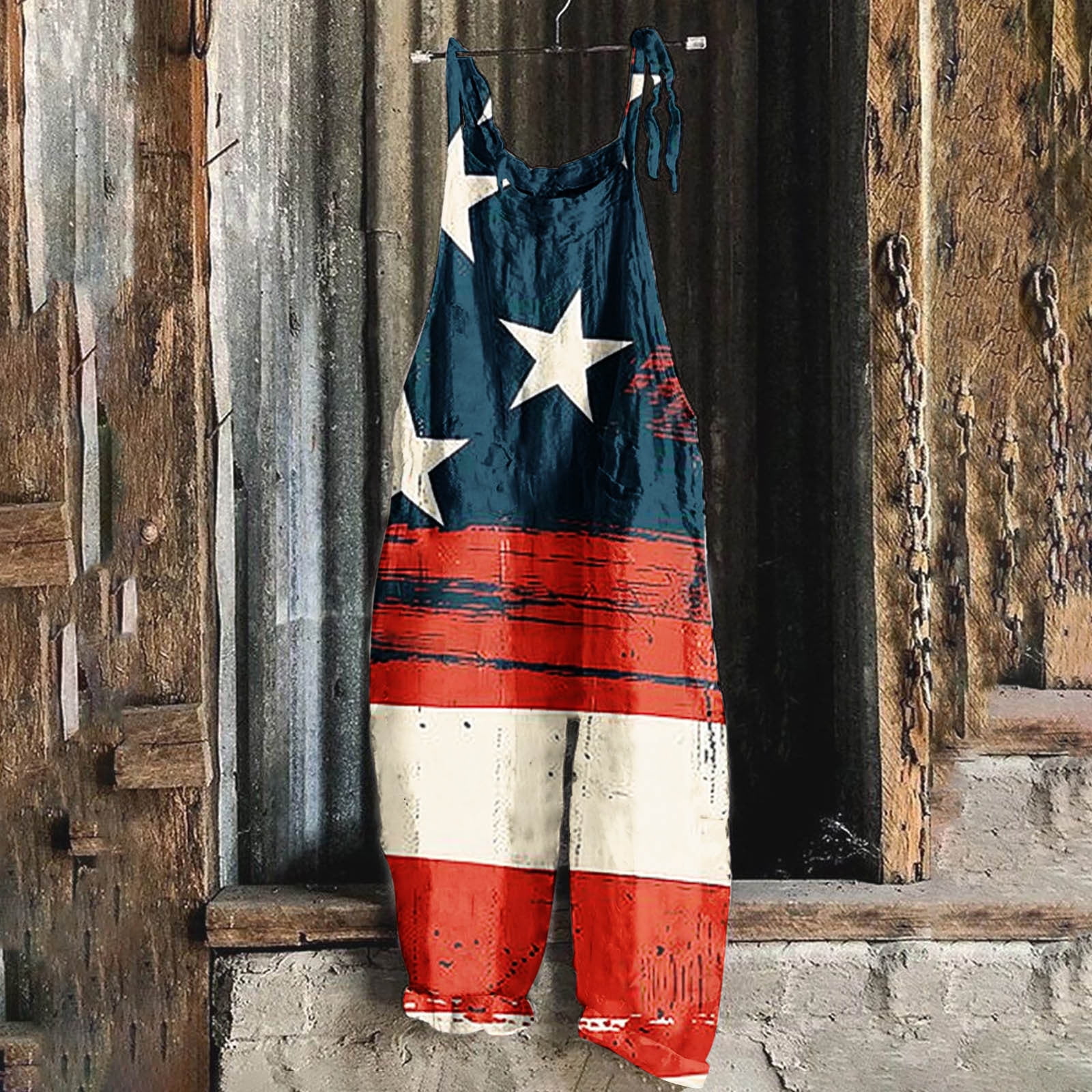 DDAPJ pyju 4th of July Jumpsuits for Women Stars Stripe Print Casual ...