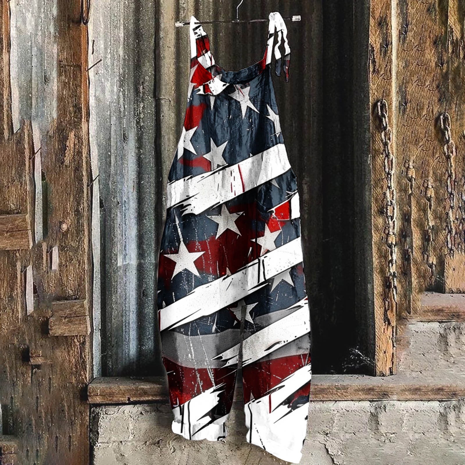 DDAPJ pyju 4th of July Womens Jumpsuits USA Flag Print Casual ...