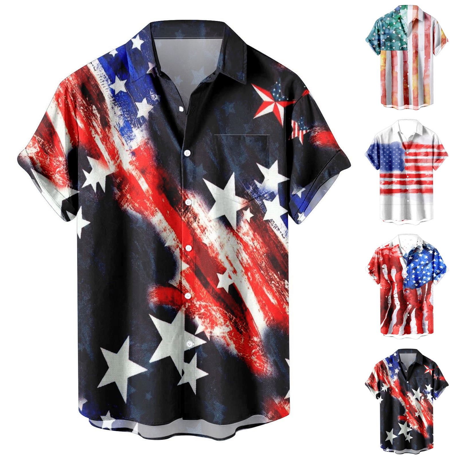 Ddapj Pyju Big And Tall Hawaiian Shirts For Men 4th Of July Patriotic