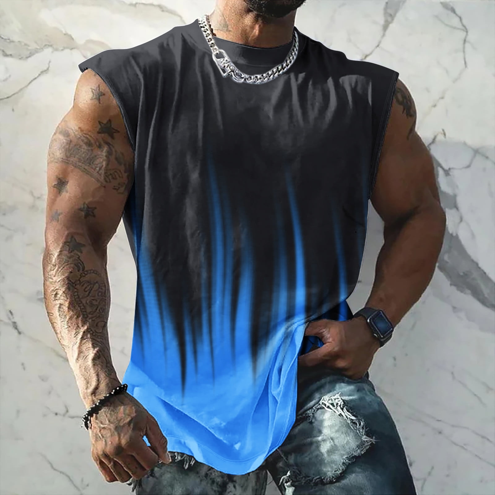 DDAPJ pyju Big and Tall Tank Tops for Men Novelty 3D Flame Print ...