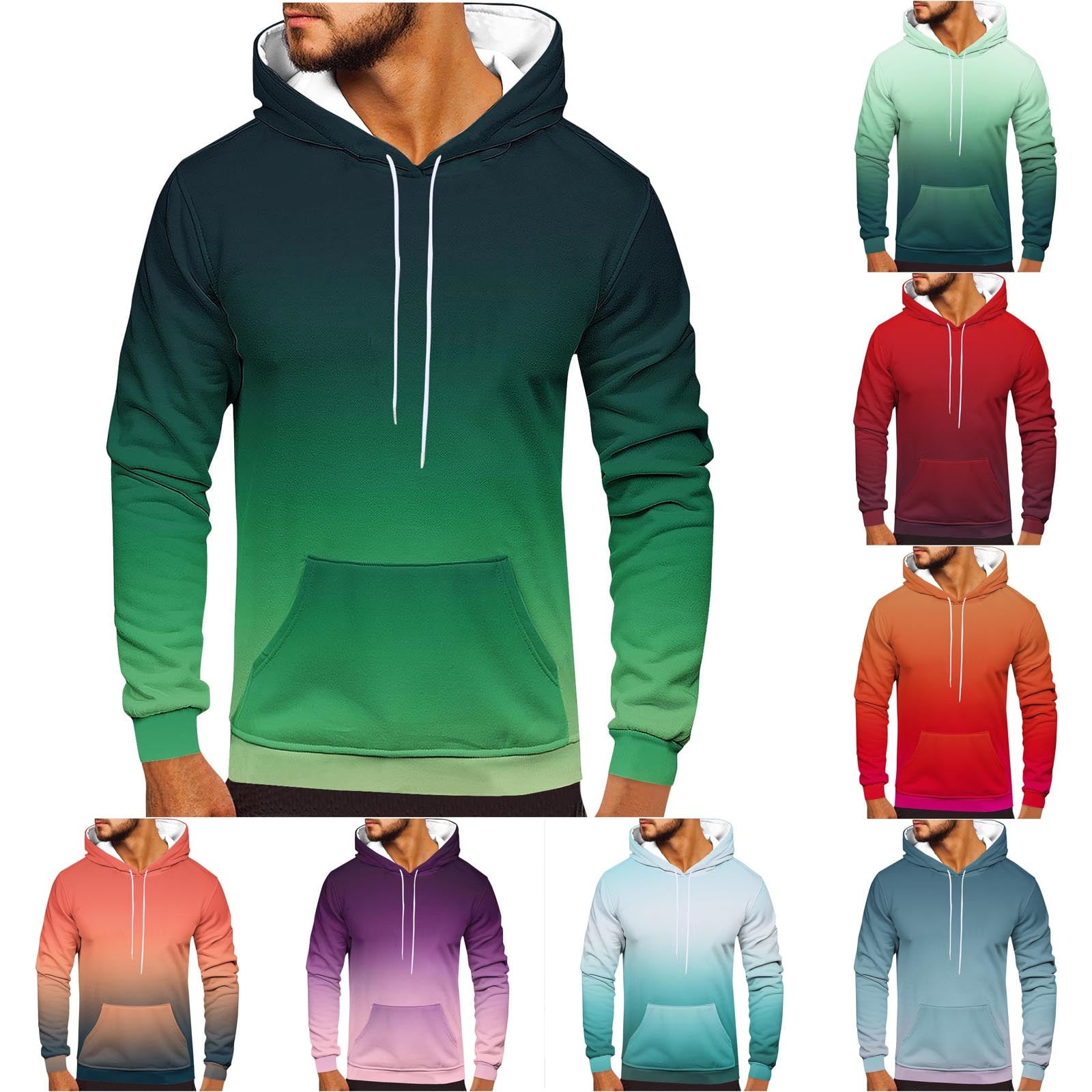 DDAPJ pyju Big and Tall Pullover Hoodies for Men Gradient Color Hooded ...