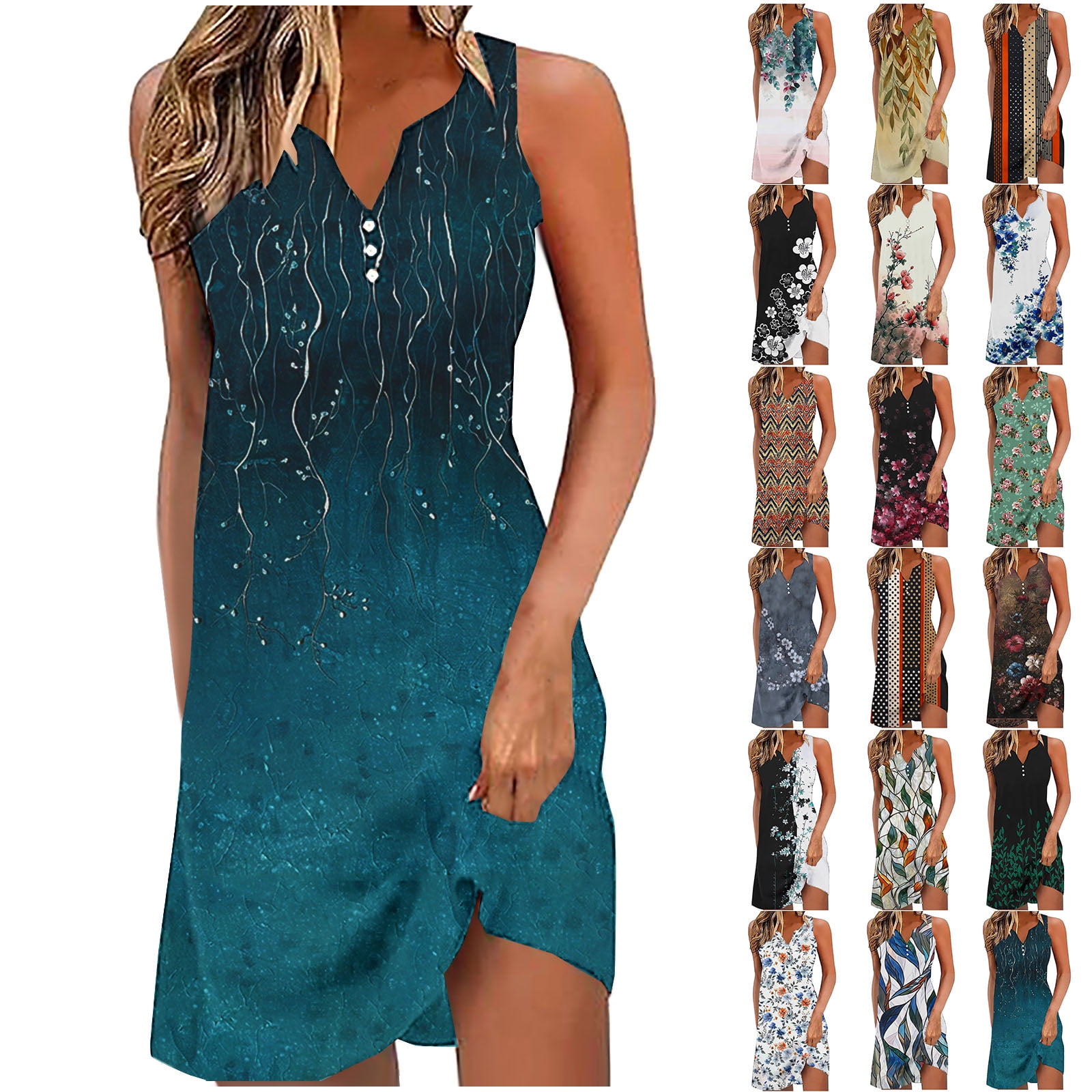 DDAPJ pyju Boho Floral Dresses for Women 2025 Summer Casual Beach ...