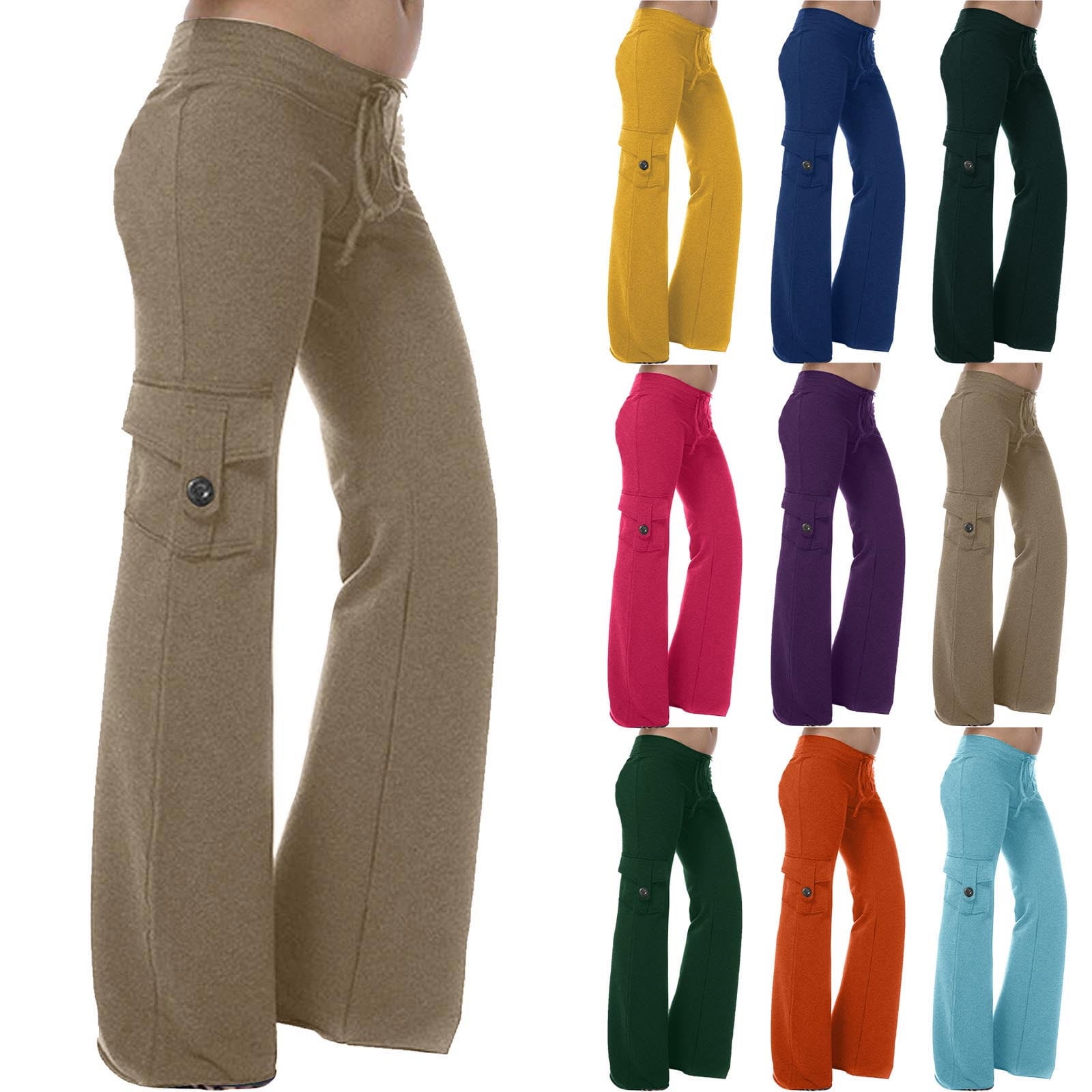 DDAPJ pyju Bootcut Yoga Pants Women with Cargo Pockets Plus Size Flare ...