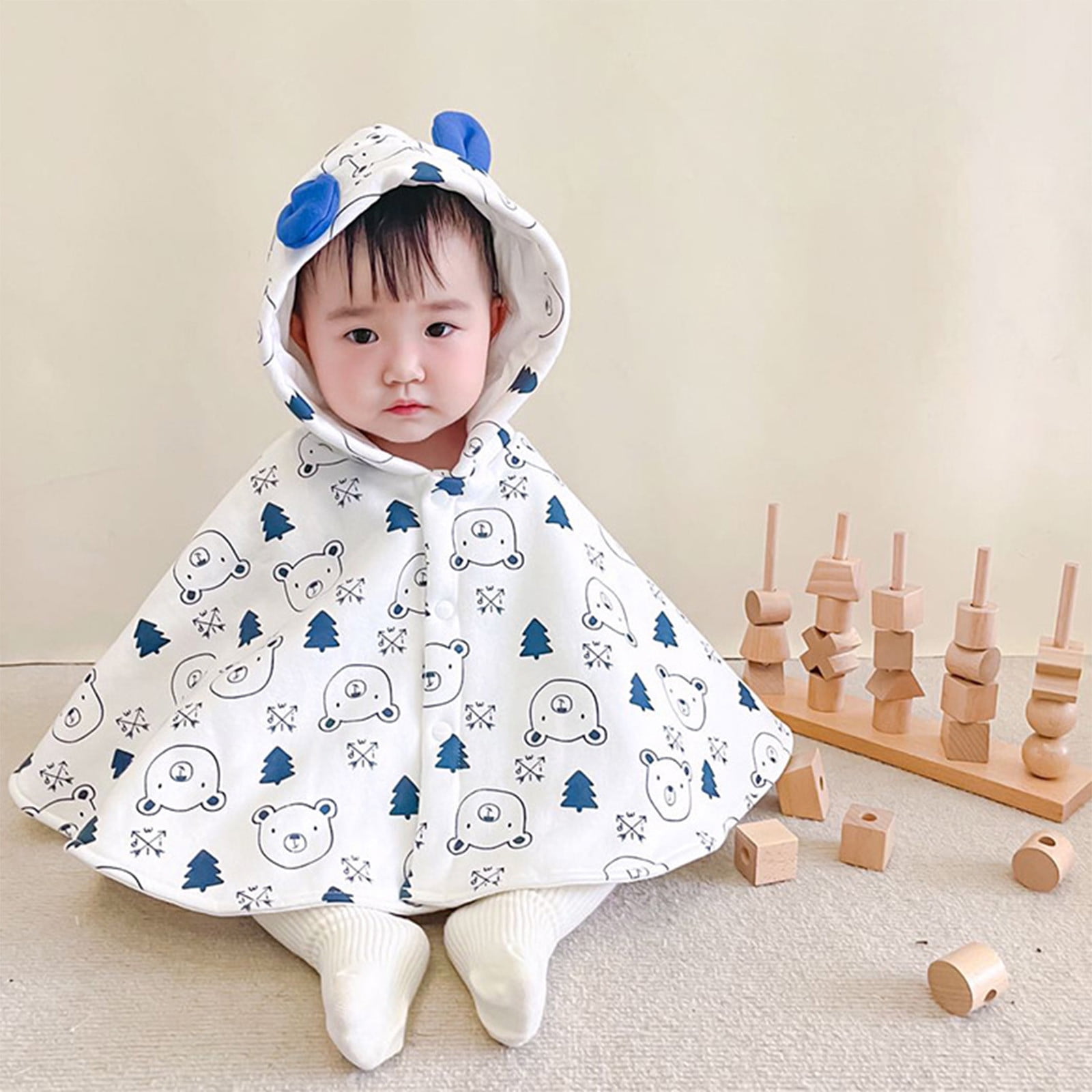 DDAPJ pyju Boys Girls Poncho Cape Toddler Kids Cute Bear Ears Hooded ...