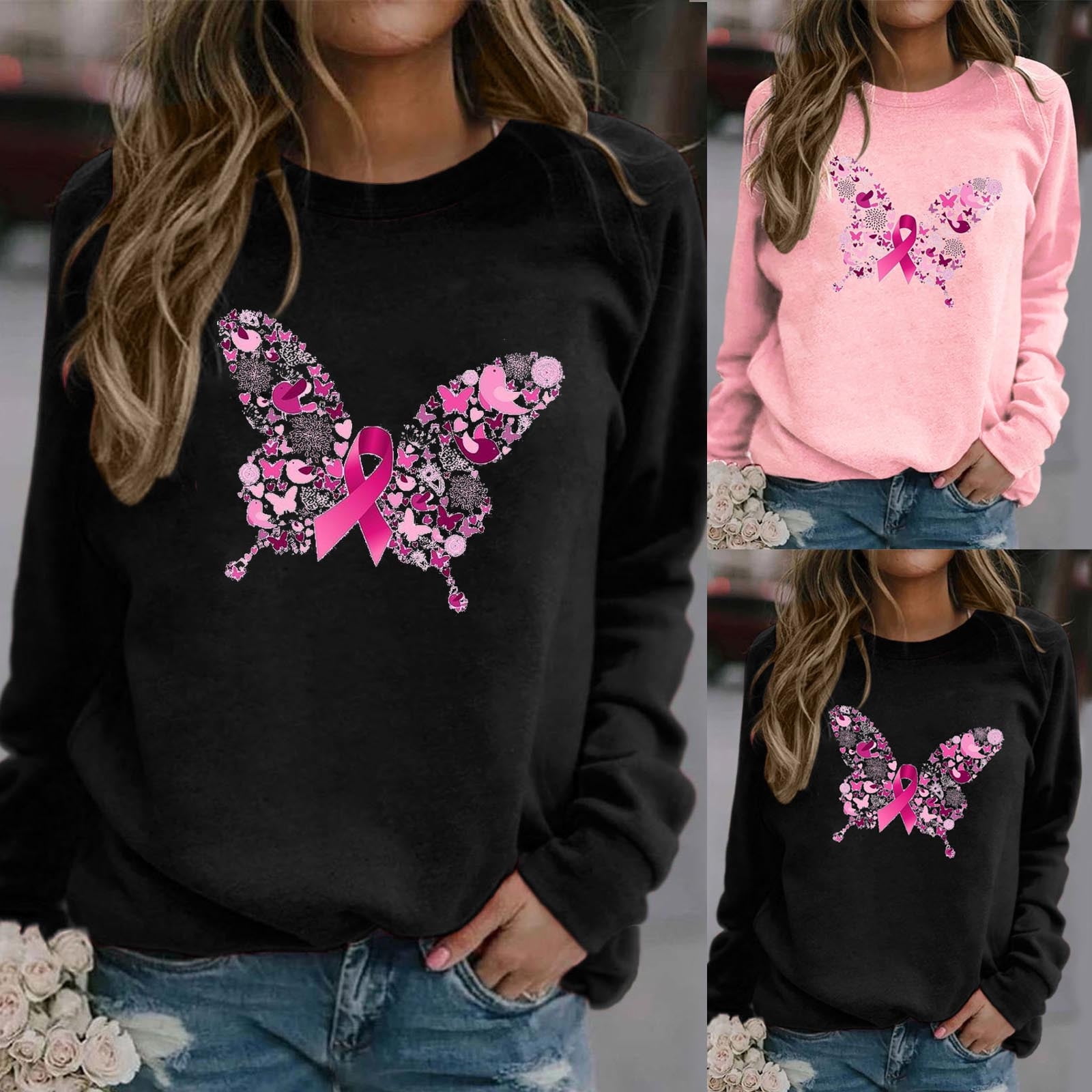 DDAPJ pyju Breast Cancer Awareness Shirt for Women Butterfly Pink ...