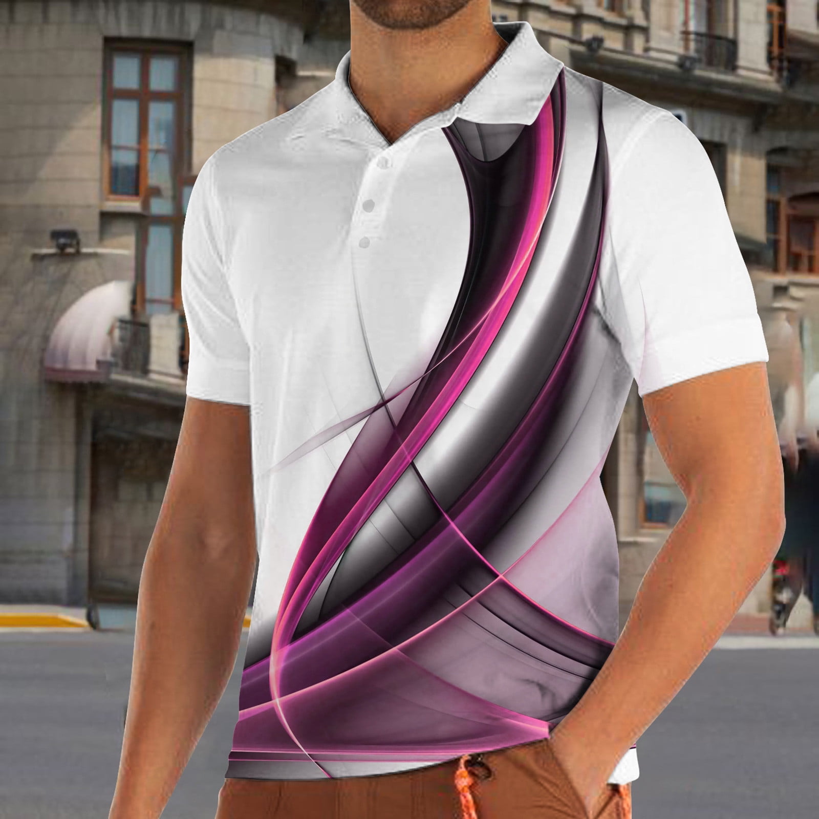 DDAPJ pyju Business Casual Polos Shirts for Men, Short Sleeve Digital ...