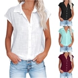 DDAPJ pyju Button Down Shirts for Women Short Sleeve Collared Tops ...