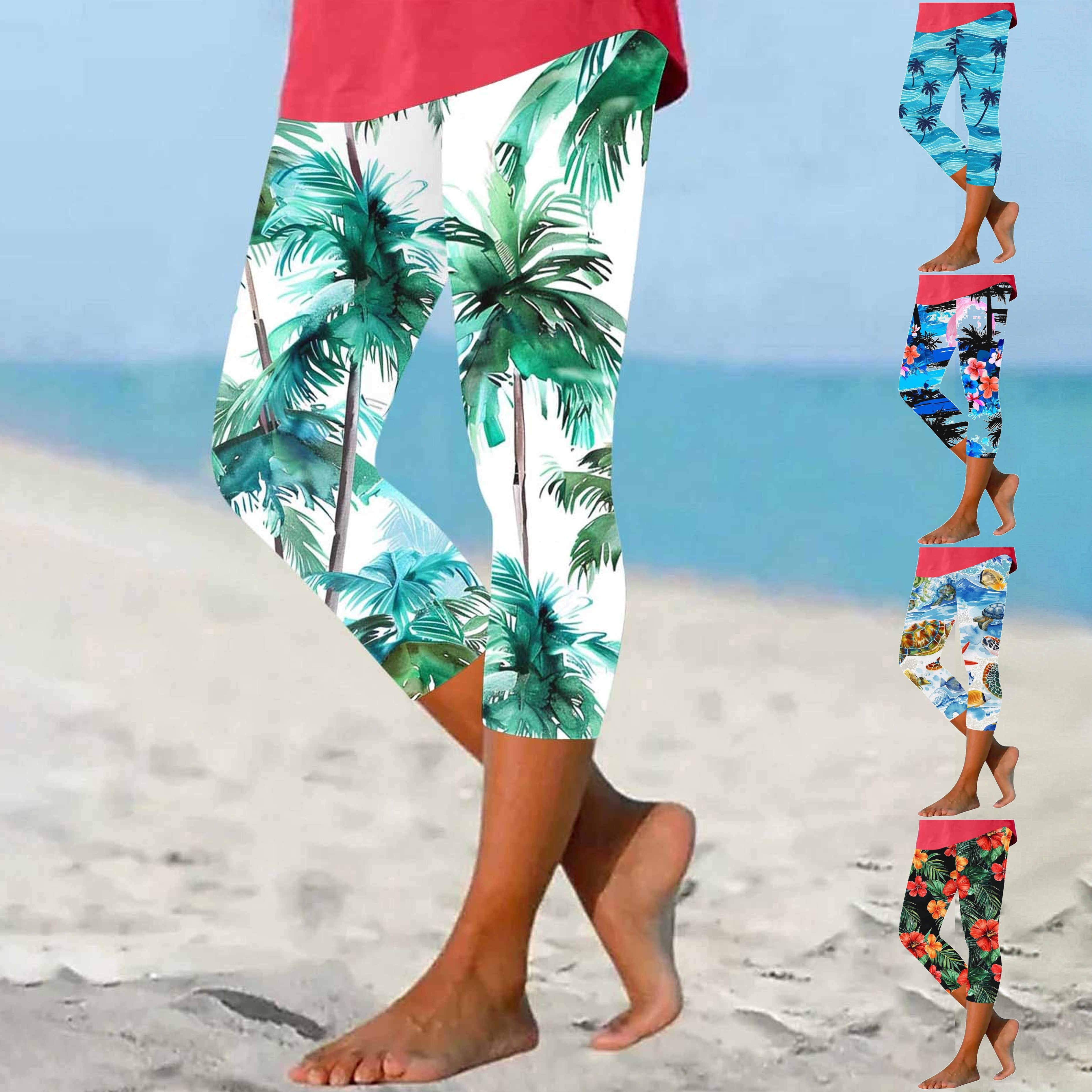 DDAPJ pyju Capri Leggings for Women Shark Hawaiian Print Cropped Pants ...