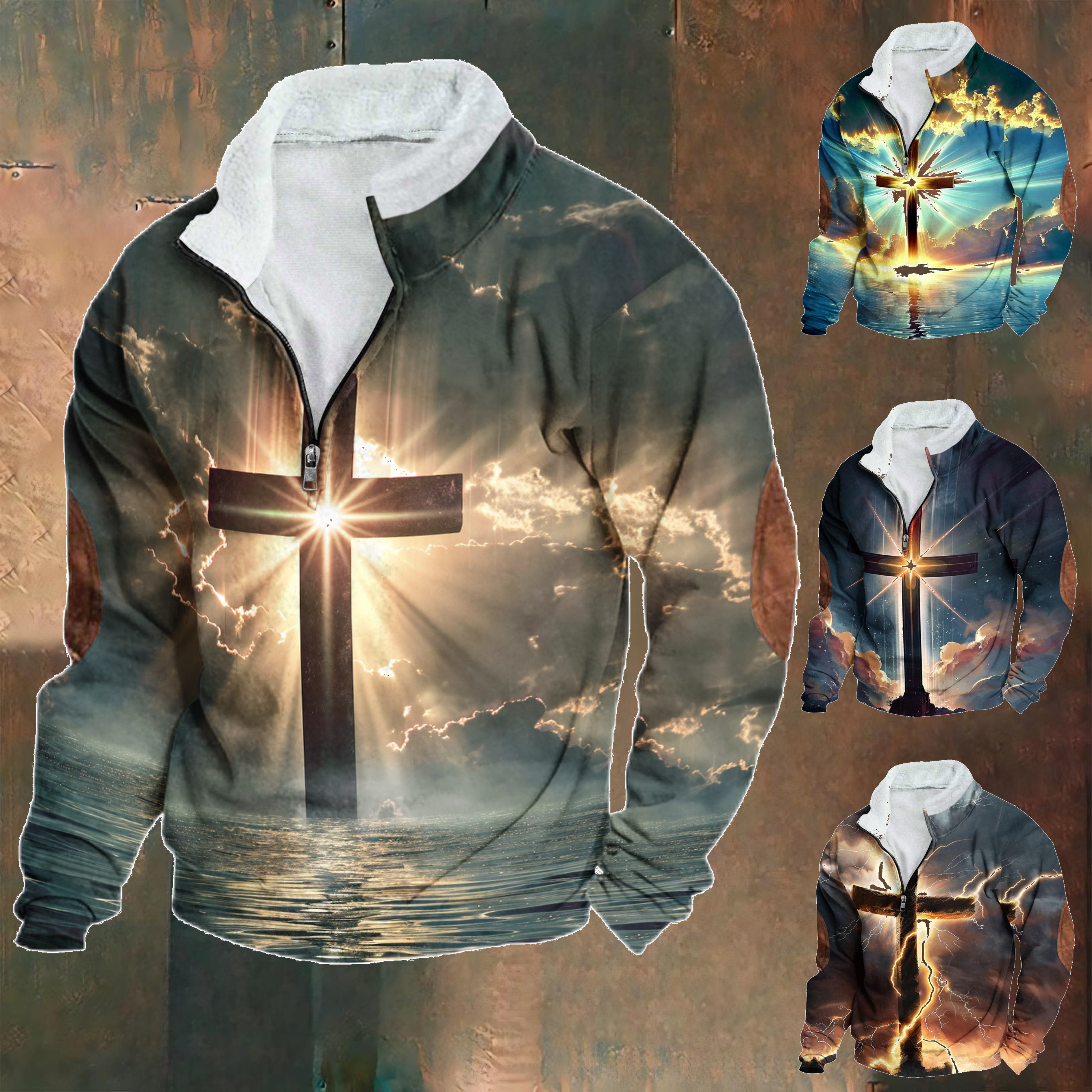 DDAPJ pyju Christian Sweatshirt for Men Novelty 3D Cross Graphic ...