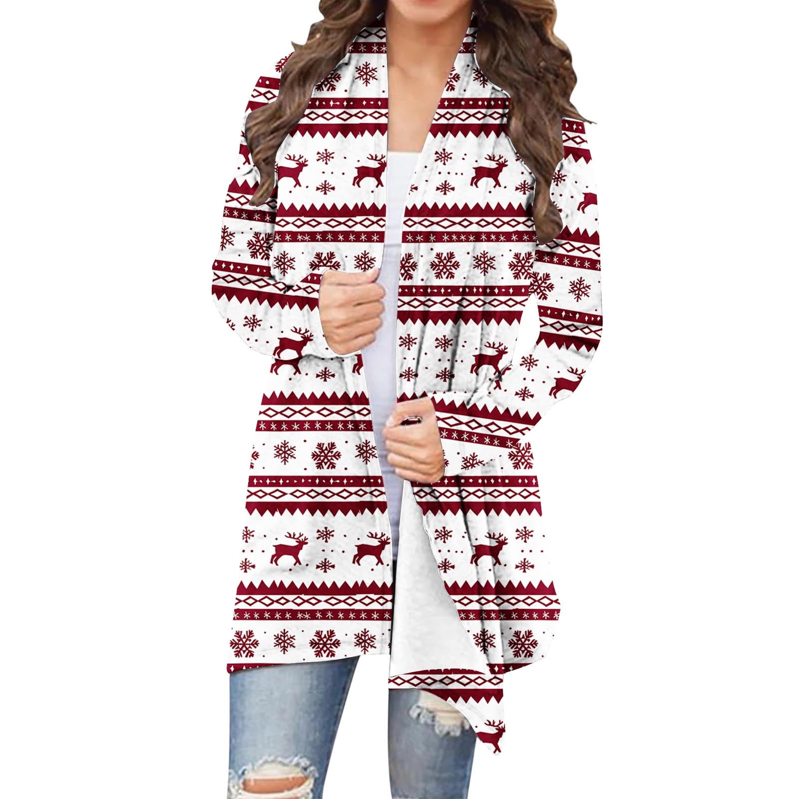 DDAPJ pyju Christmas Cardigans for Women Loose Fit Open Front Cardigan ...