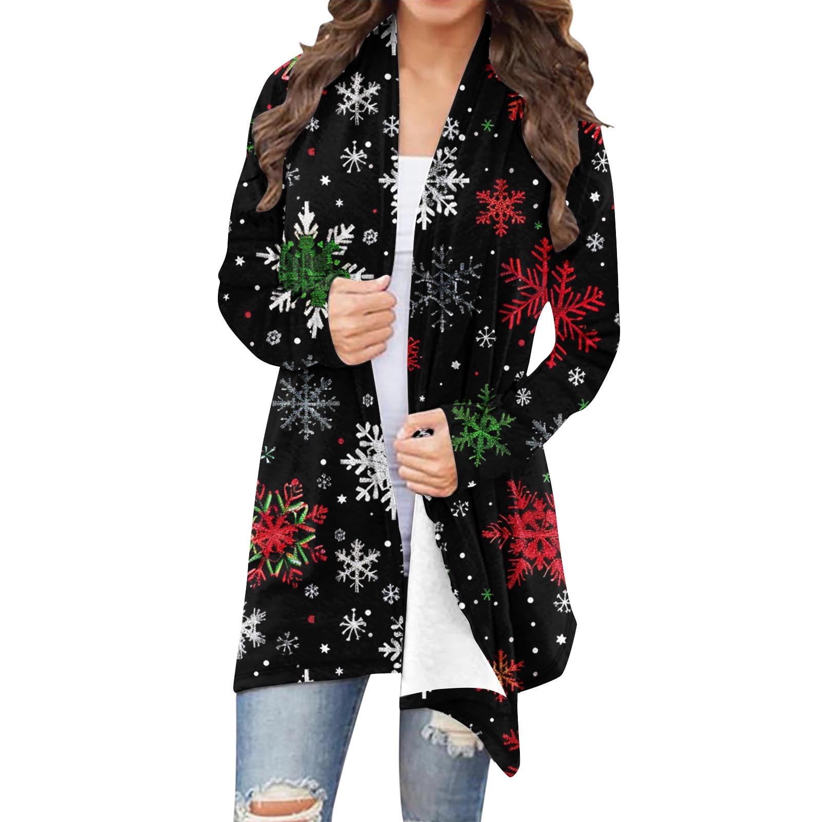 DDAPJ pyju Christmas Dusters for Women Lightweight Open Front Cardigans ...