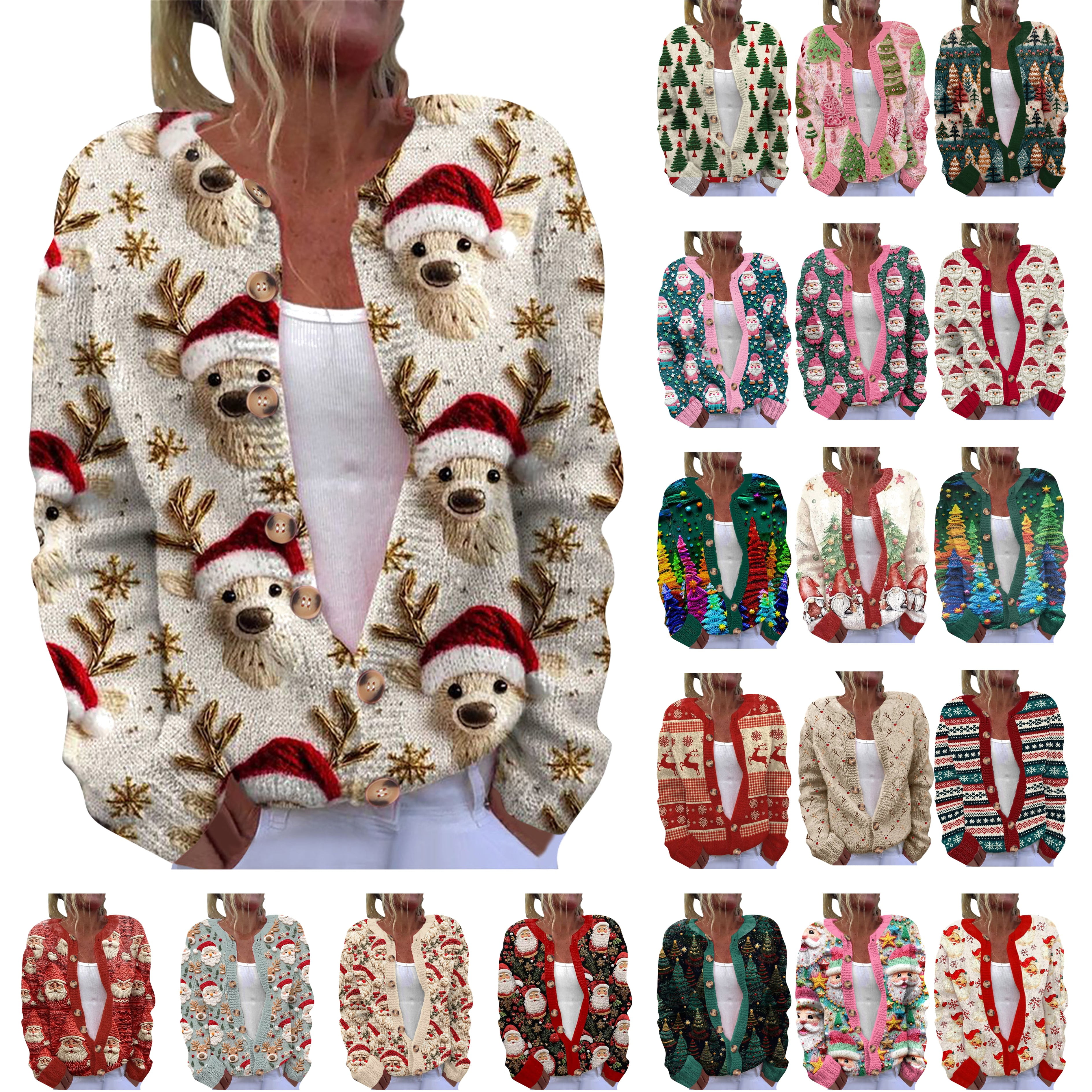 DDAPJ pyju Christmas Sweaters Christmas Cardigan for Women Animal ...