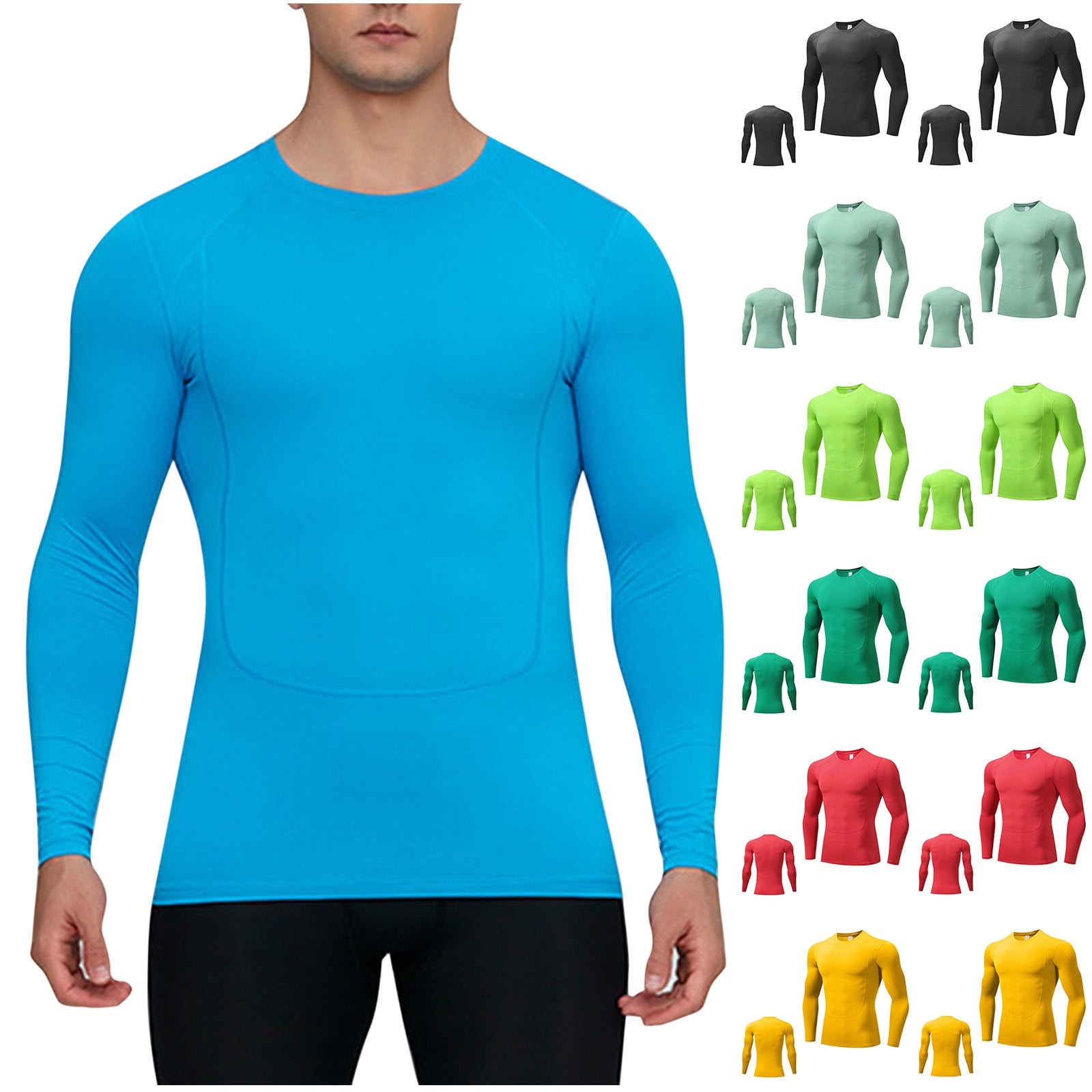 DDAPJ pyju Compression Shirts for Men Long Sleeve Athletic Cold Weather ...