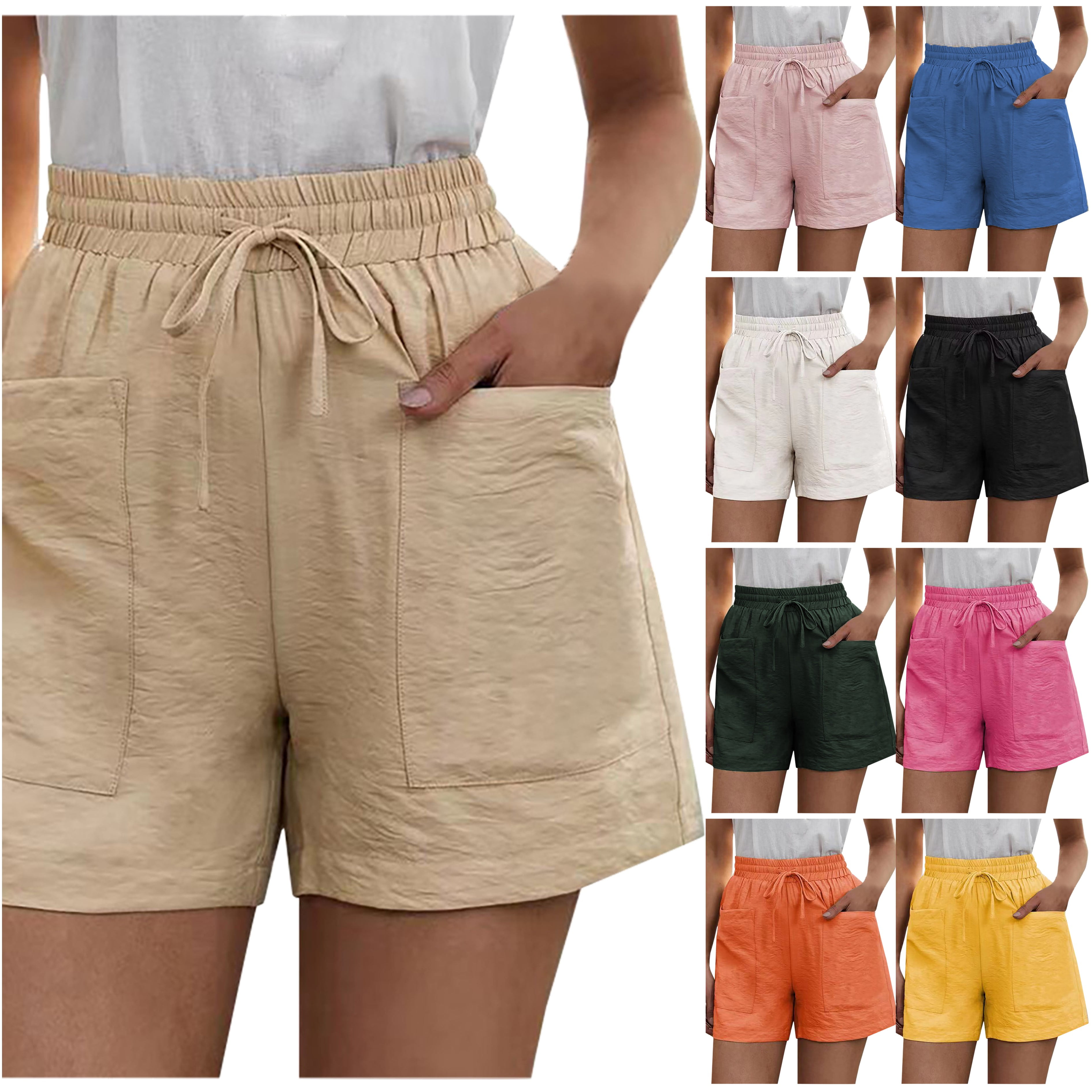 DDAPJ pyju Cotton Linen Shorts for Women Summer Shorts 2025 Elastic ...