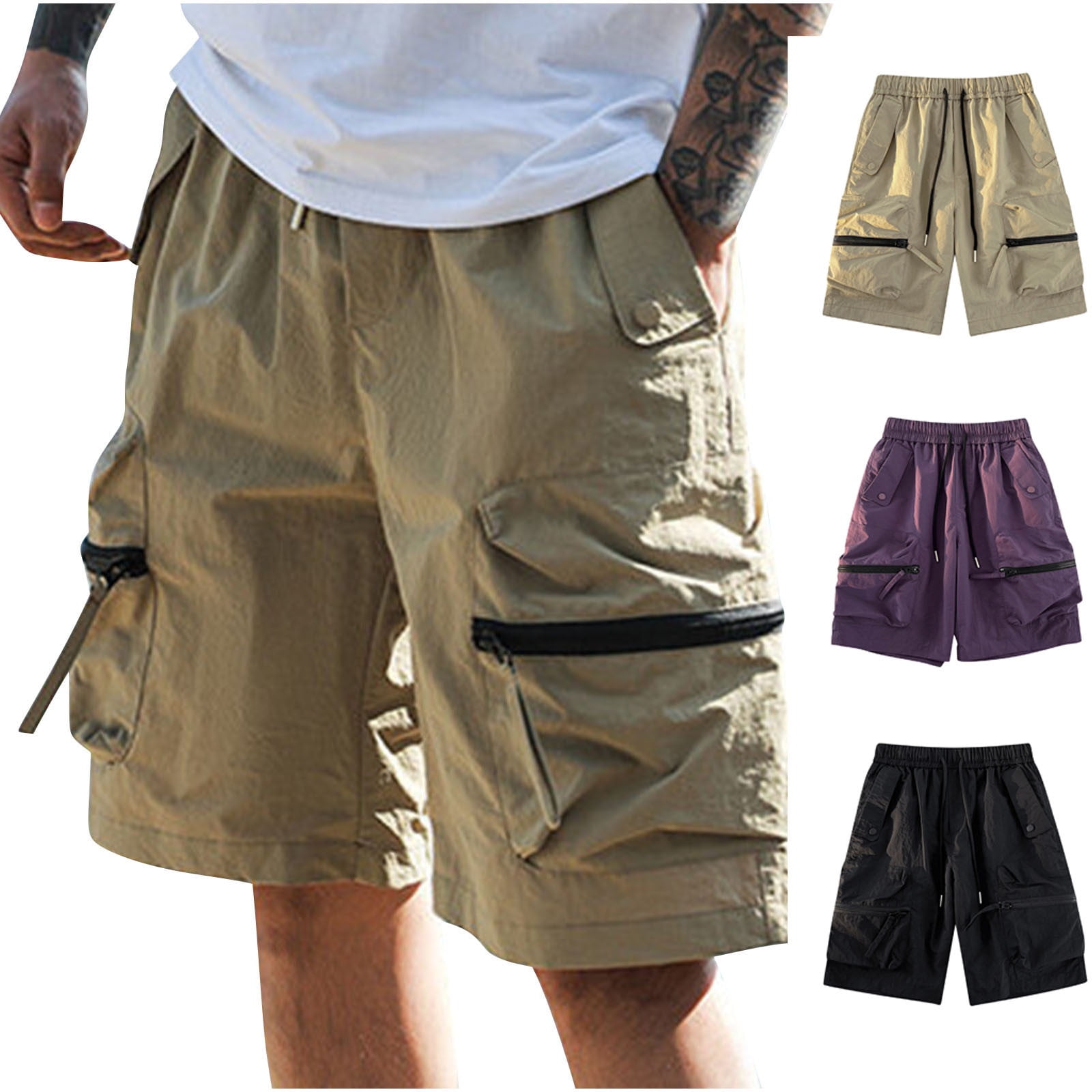 DDAPJ pyju Drawstring Cargo Shorts for Men Ripstop Tactical Shorts with ...