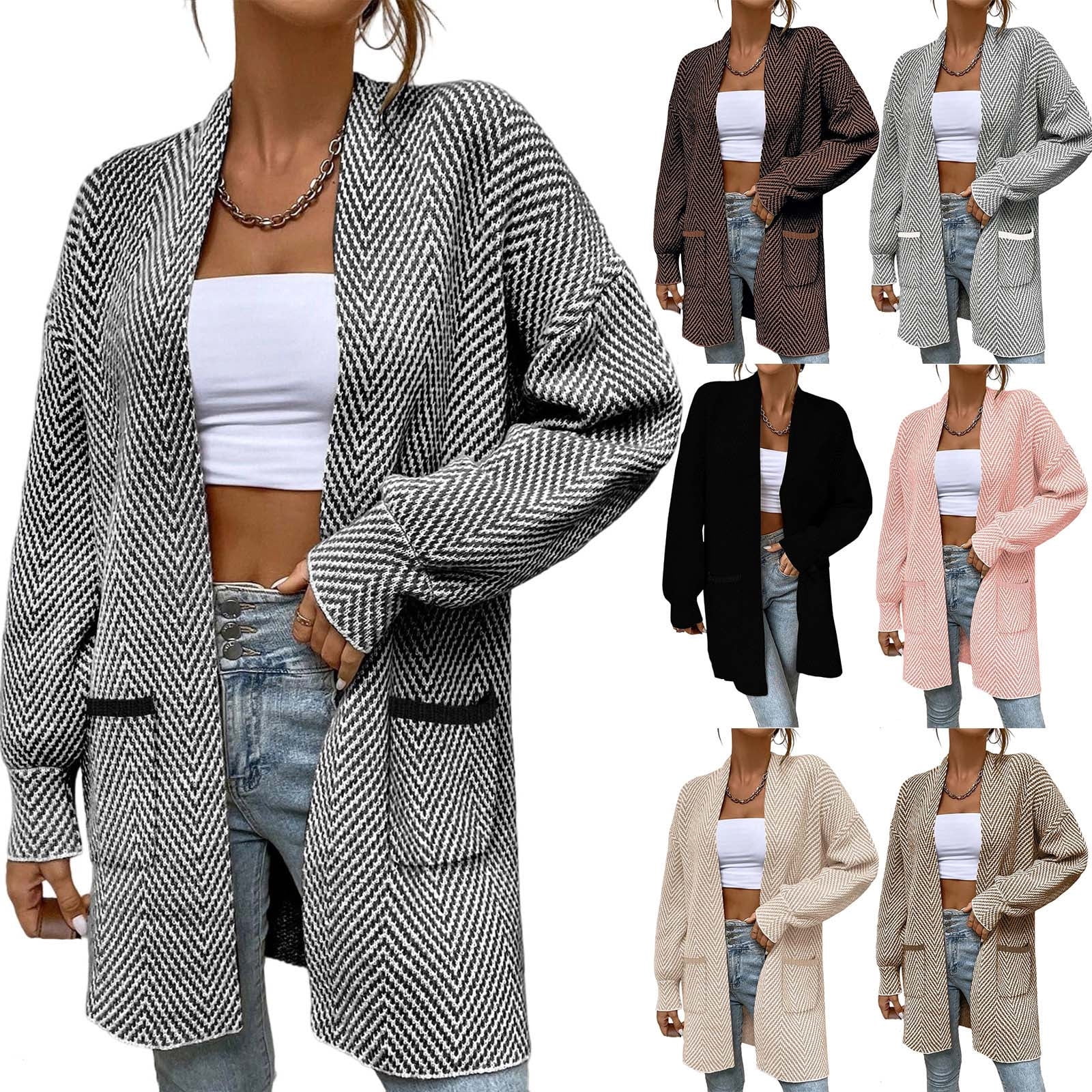 DDAPJ pyju Dressy Casual Cardigans for Women Long Sleeve Open Front ...