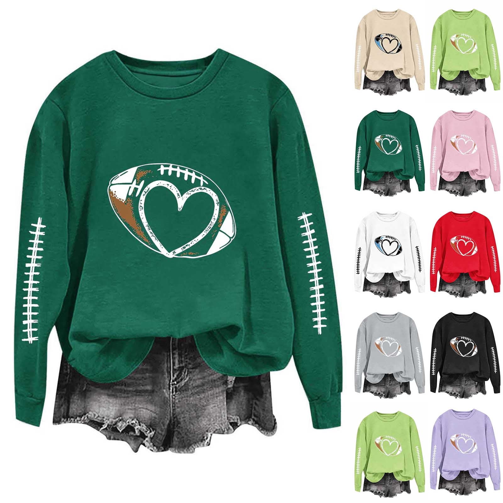 DDAPJ pyju Game Day Sweatshirt Women Cute Football Graphic Pullover ...