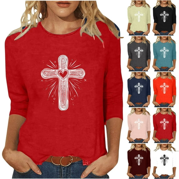 DDAPJ pyju Jesus Cross T-Shirt Women Christian Religious Shirts Easter ...