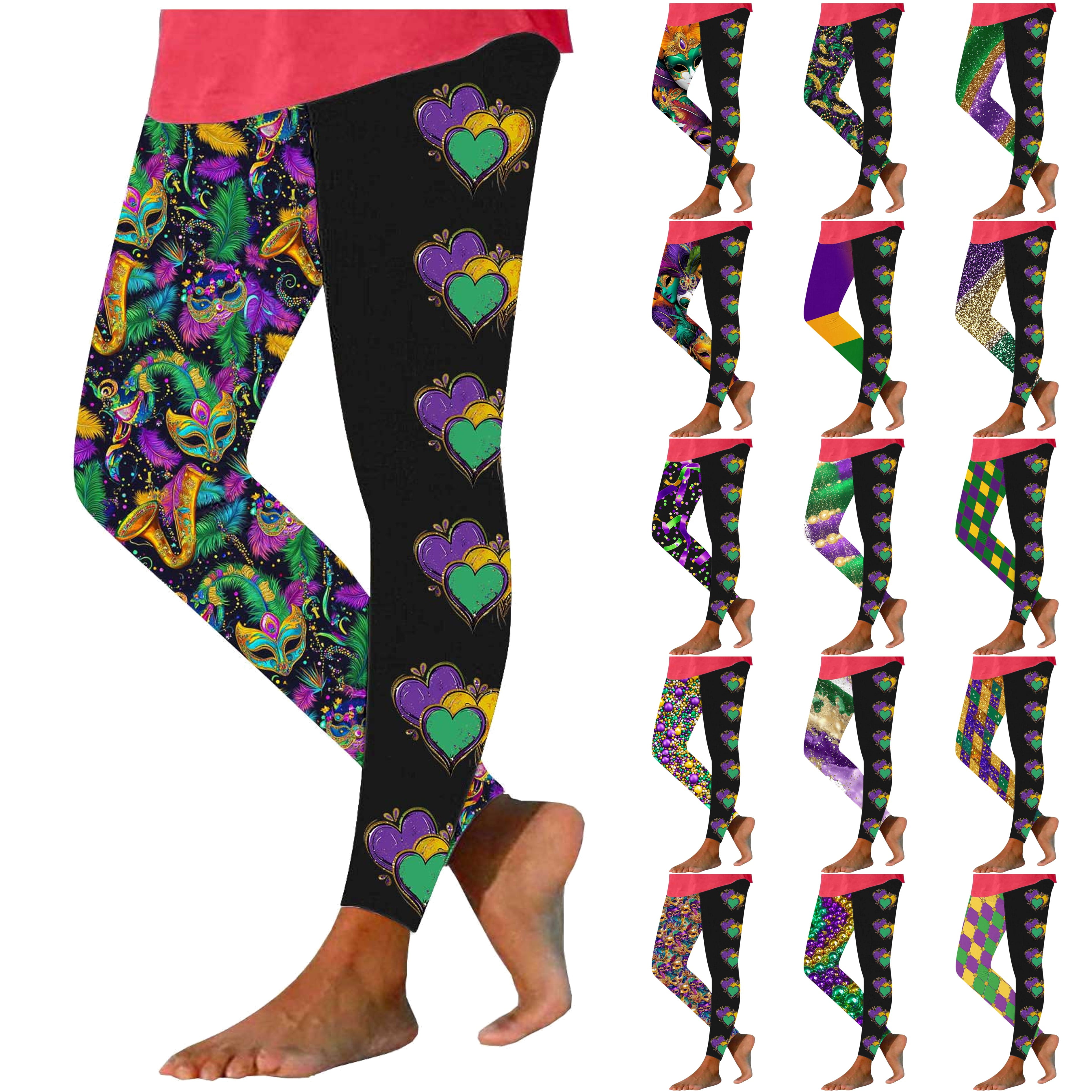 DDAPJ pyju Mardi Gras Leggings for Women 2025 Carnival Mask Printed ...