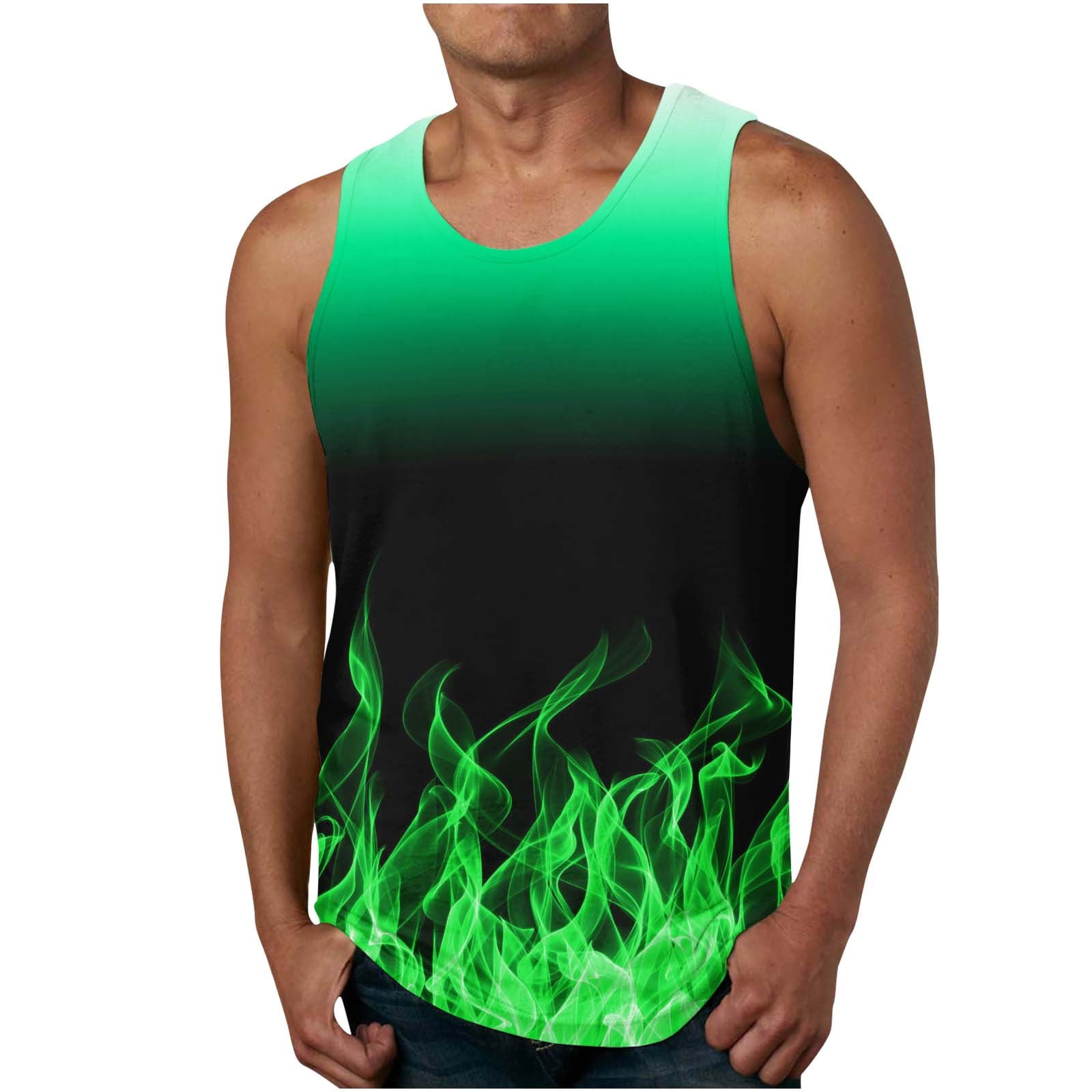 DDAPJ pyju Men Flame Print Tank Tops,Men's 3D Tank Tops Summer Casual ...