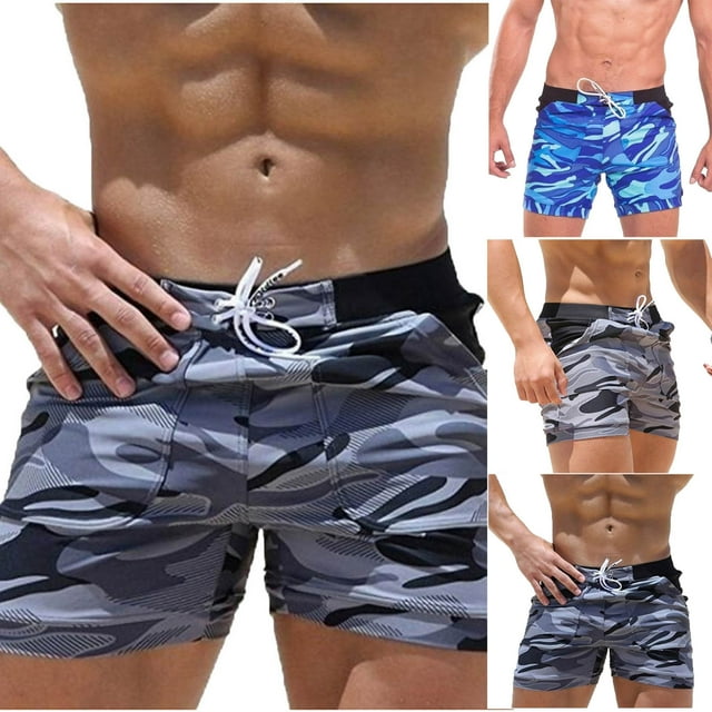 DDAPJ pyju Men's 3 Inch Workout Shorts Camouflage Swim Trunks Elastic ...