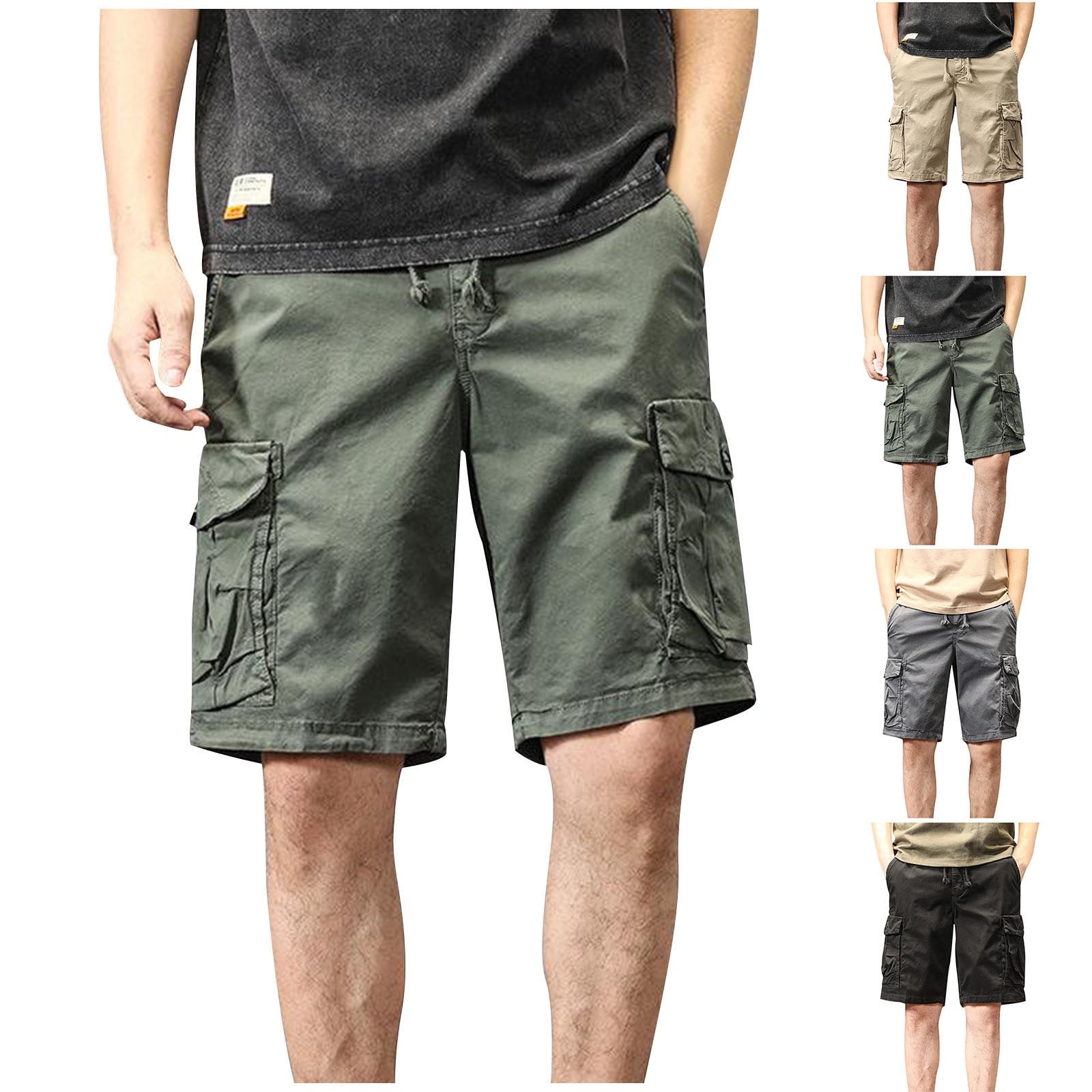DDAPJ pyju Men's Drawstring Cargo Shorts Lightweight Outdoor Casual ...