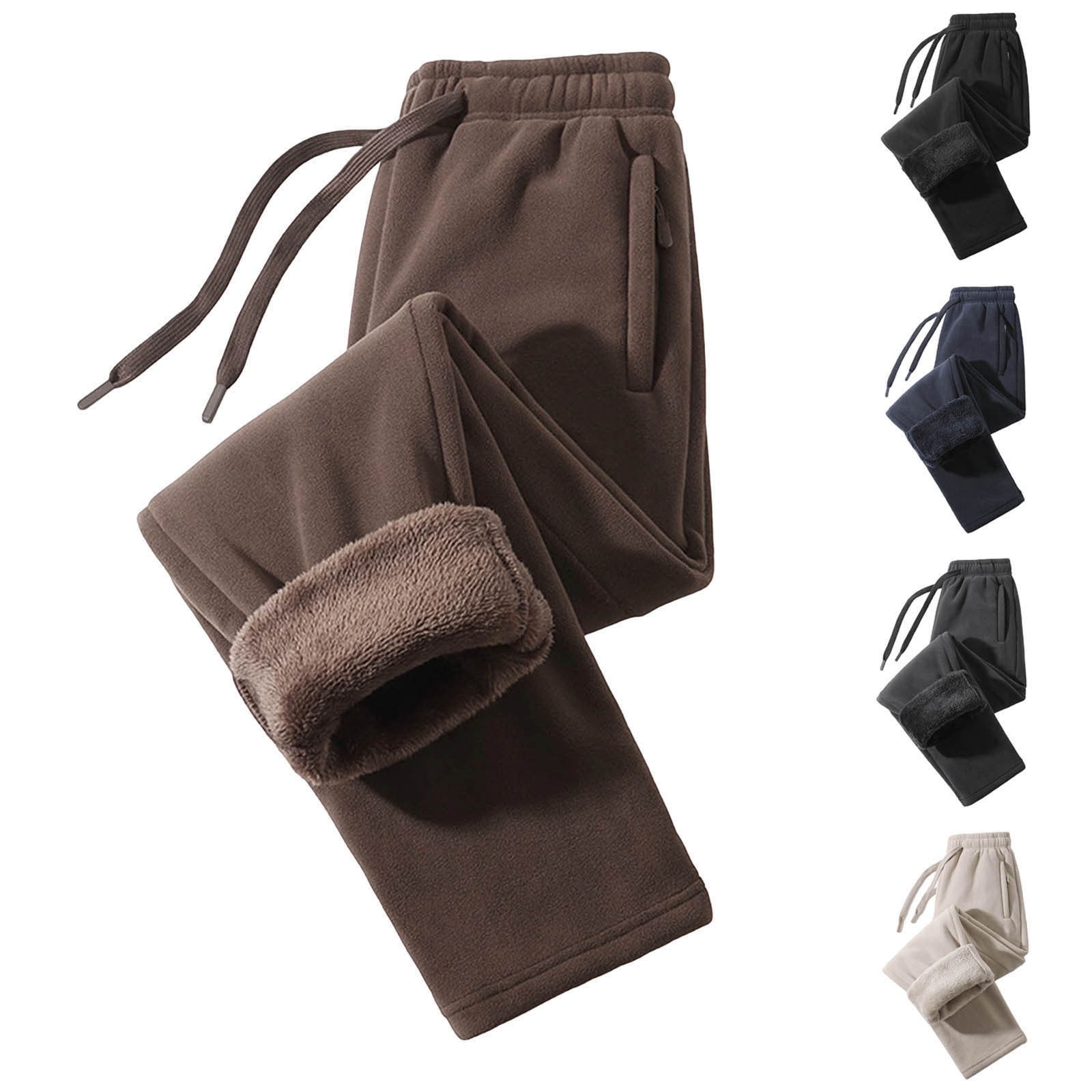 DDAPJ pyju Men's Fleece Lined Sweatpants Winter Warm Pants Jogger ...