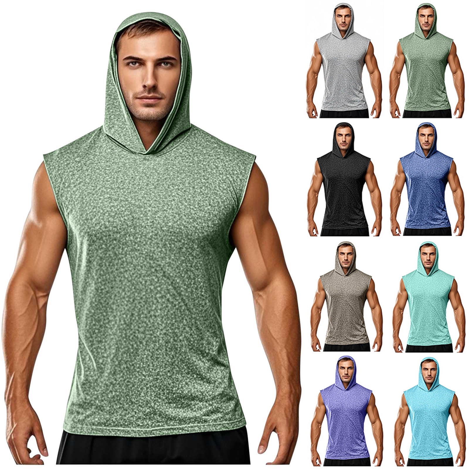 DDAPJ pyju Men's Hooded Tank Tops UPF 50+ Sun Protection Sleeveless ...