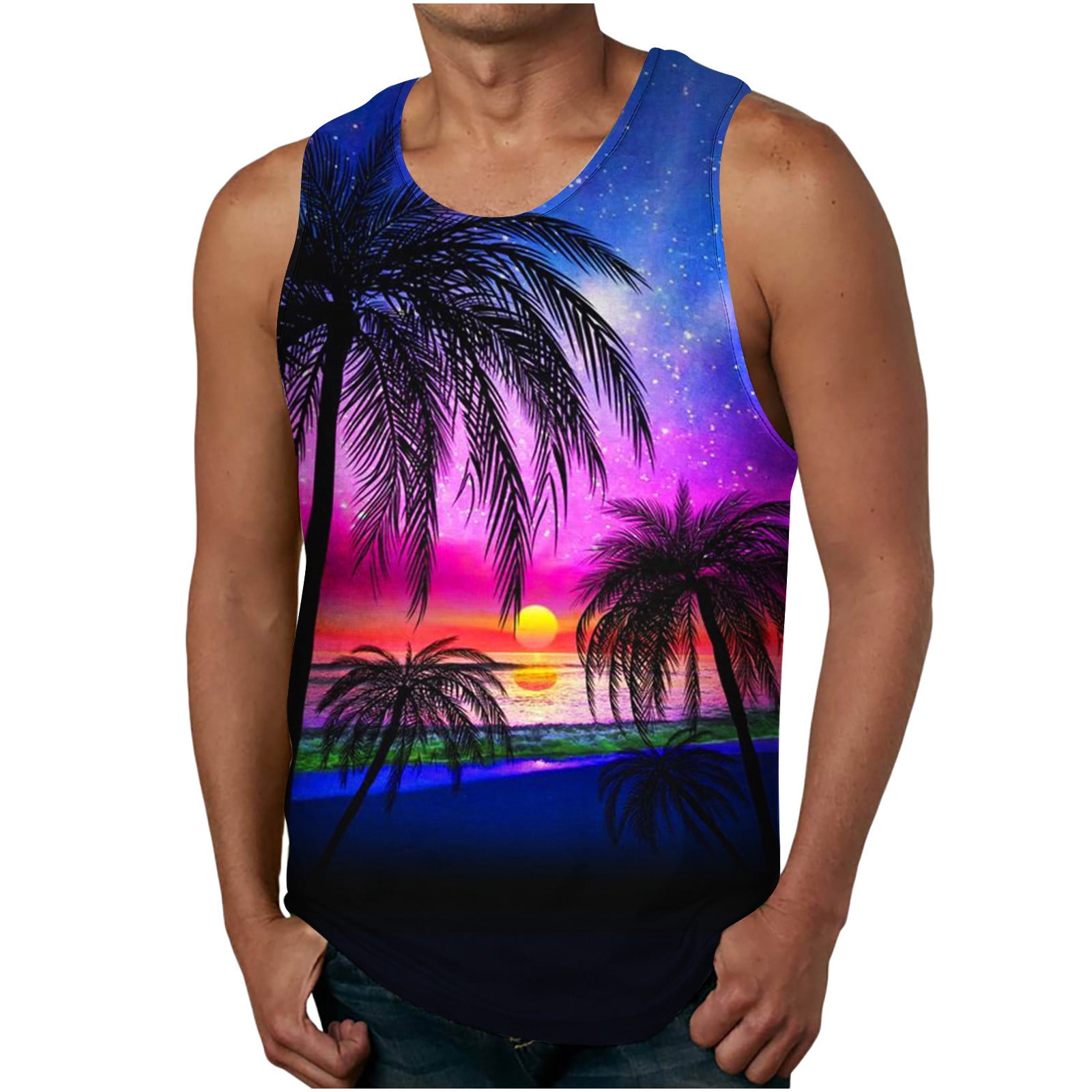 DDAPJ pyju Men's Large Tank Tops for Vacation,Palm Tree Tanks Tops for ...