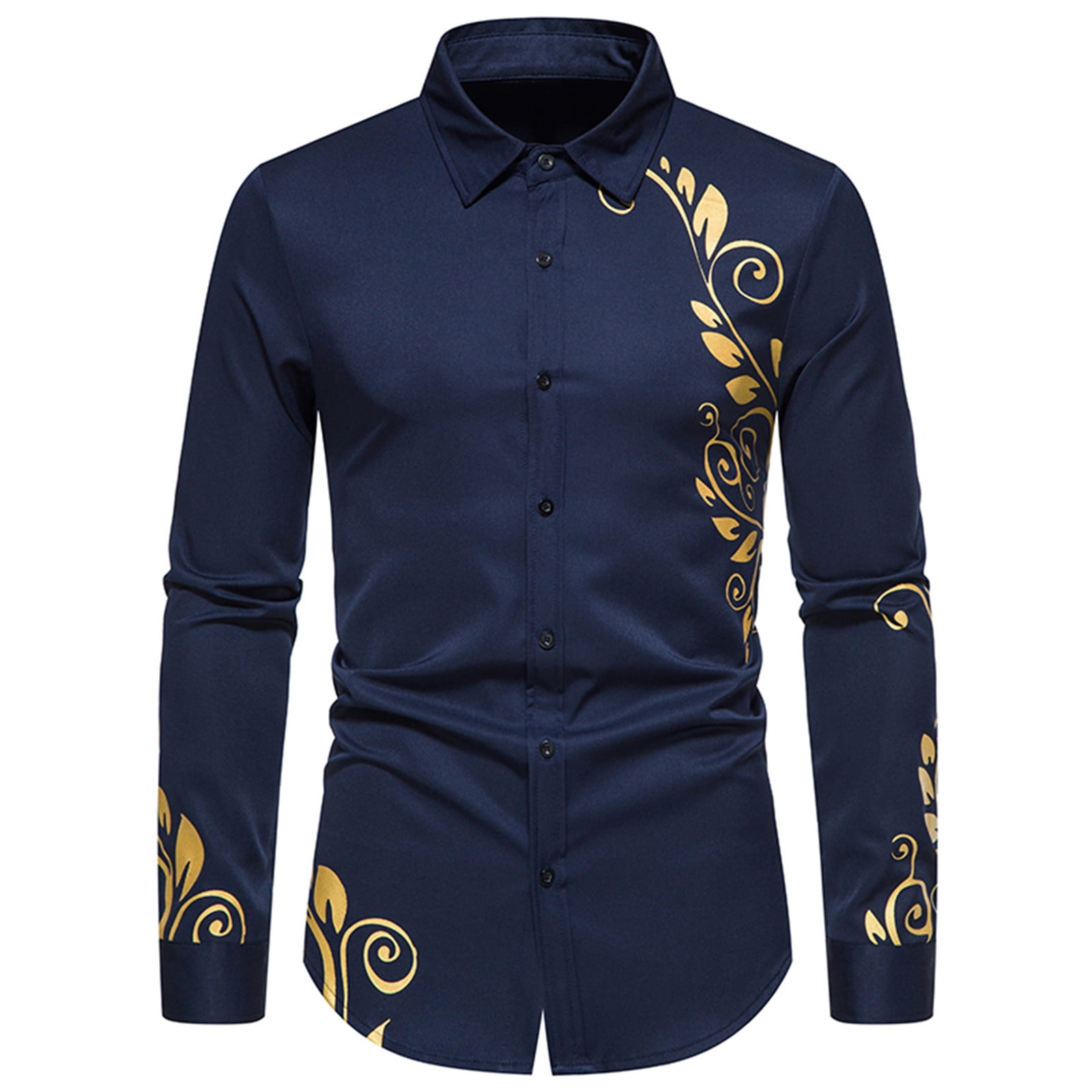 DDAPJ pyju Men's Luxury Dress Shirt 2023 Clearance,Golden Shiny Printed ...