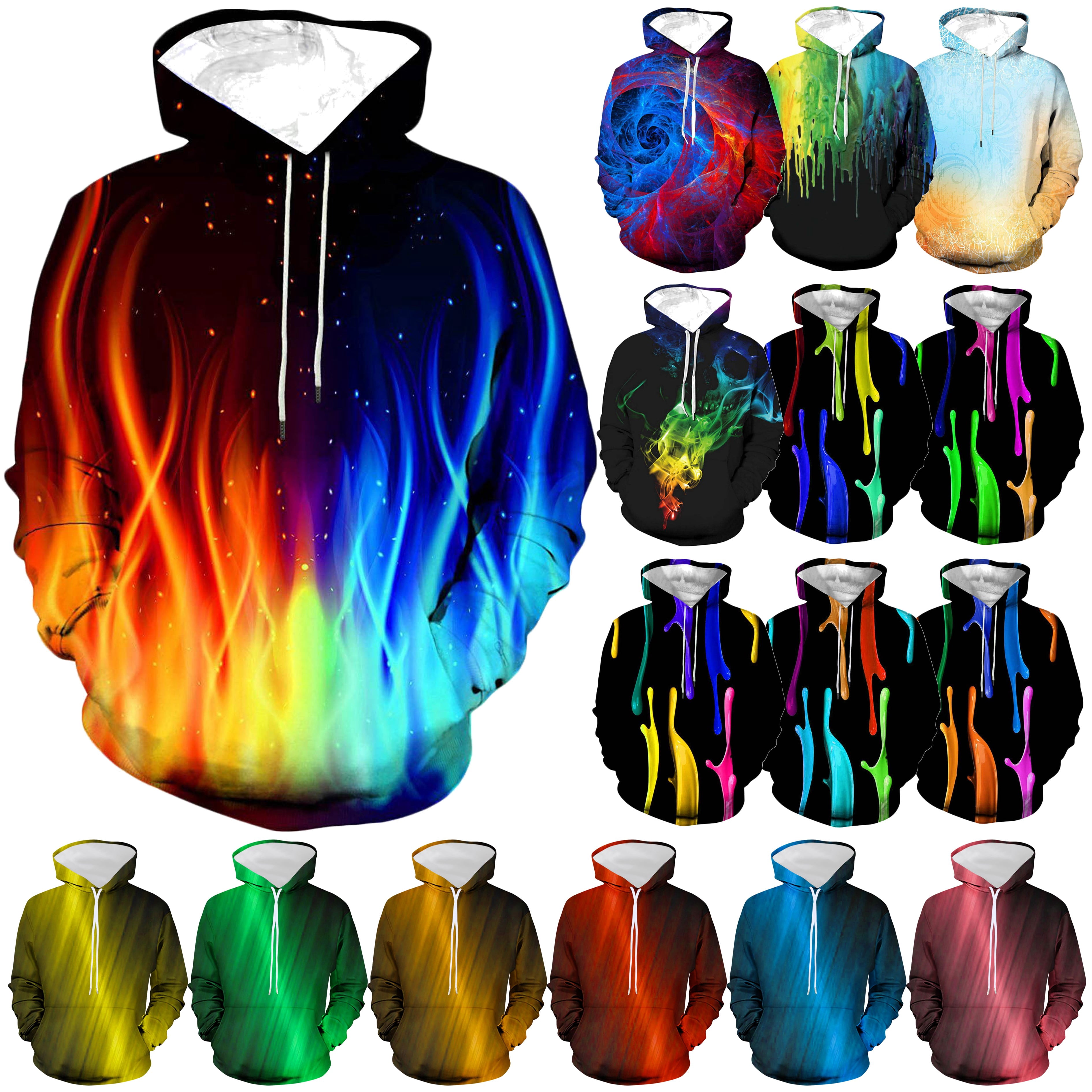 DDAPJ pyju Men's Novelty Hoodies 3D Flame Printing Soft Graphic ...