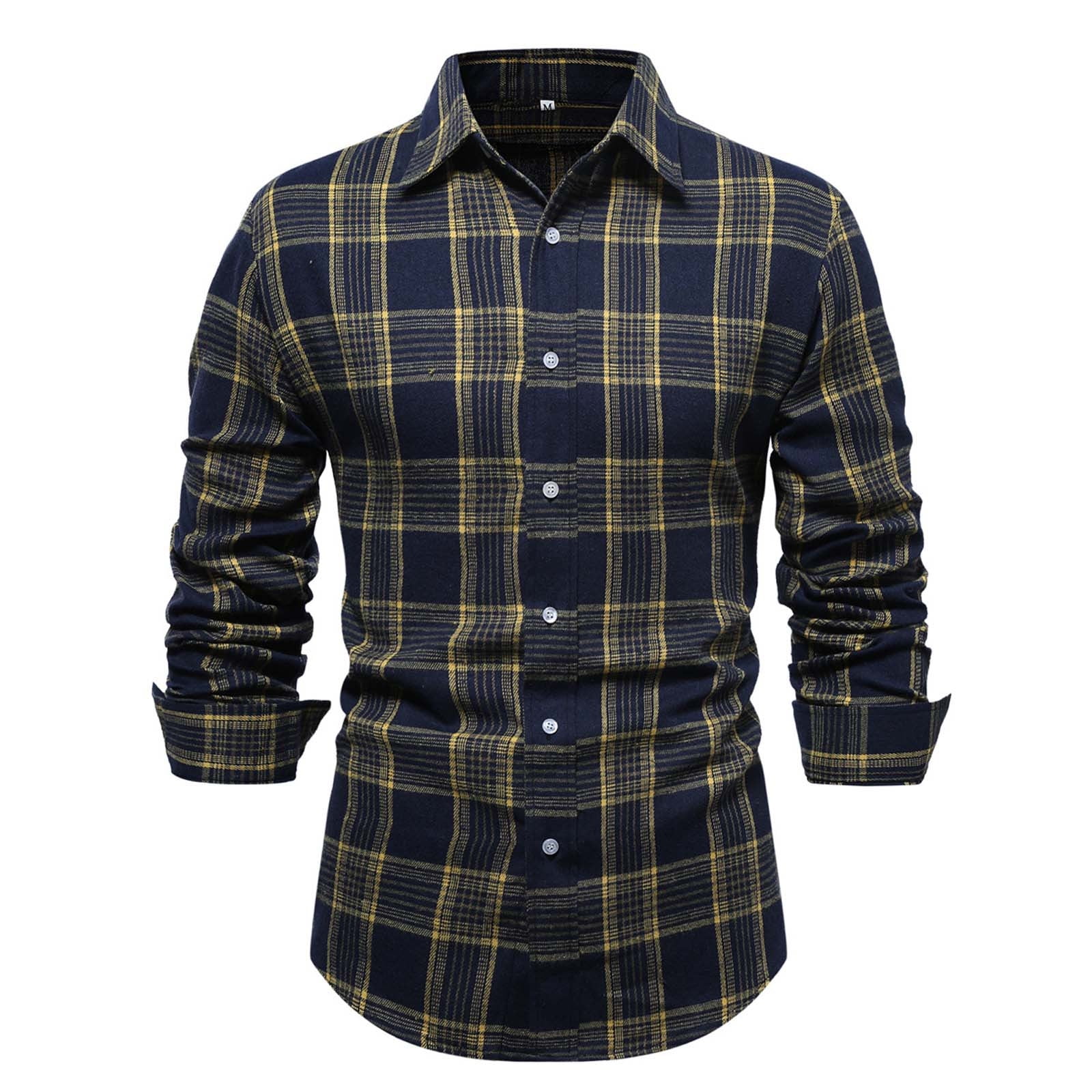 DDAPJ pyju Men's Plaid Shirt Slim Fit Stretch Business Casual Button ...