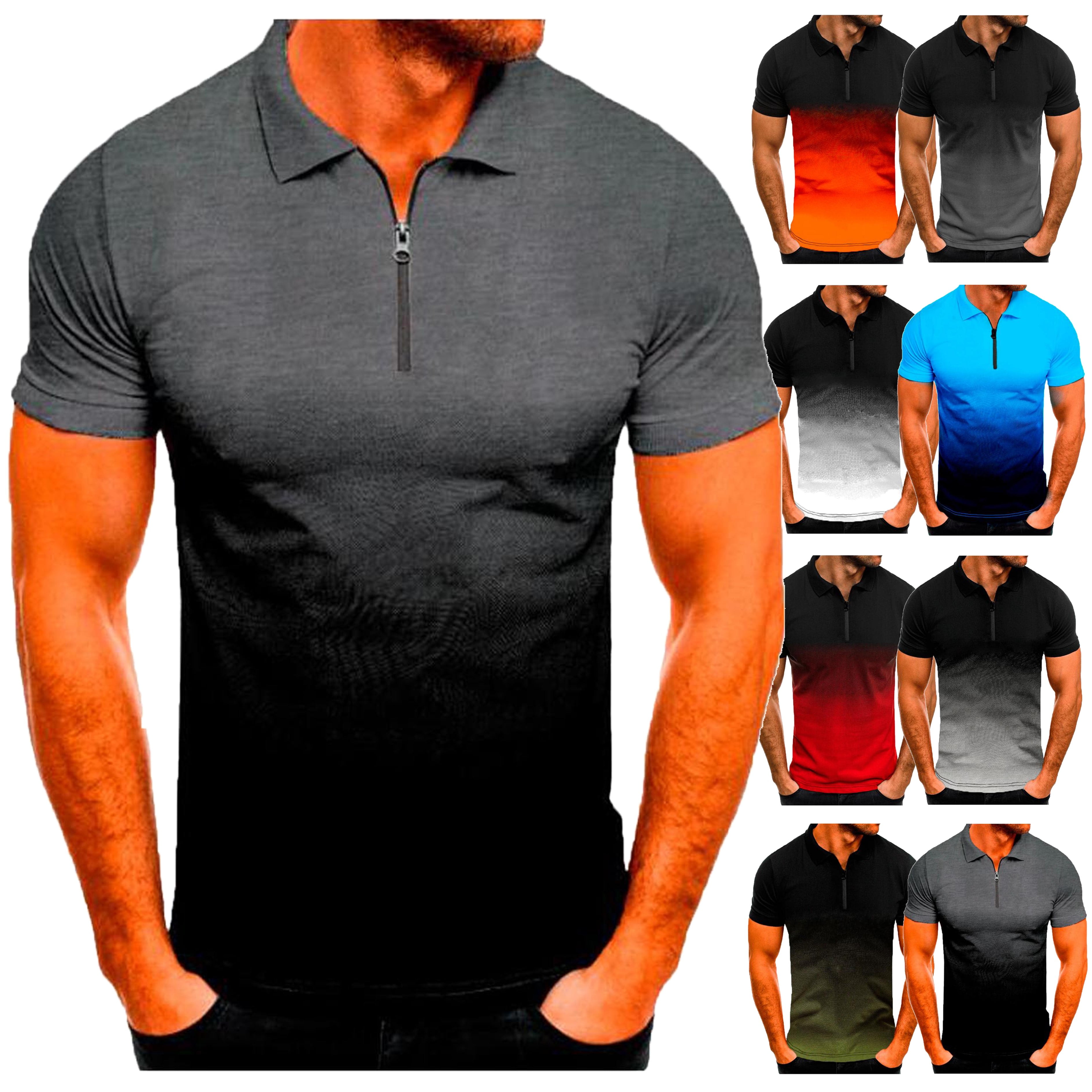 DDAPJ pyju Men's Quarter Zip Pullover Short Sleeve Polos Shirts Summer ...