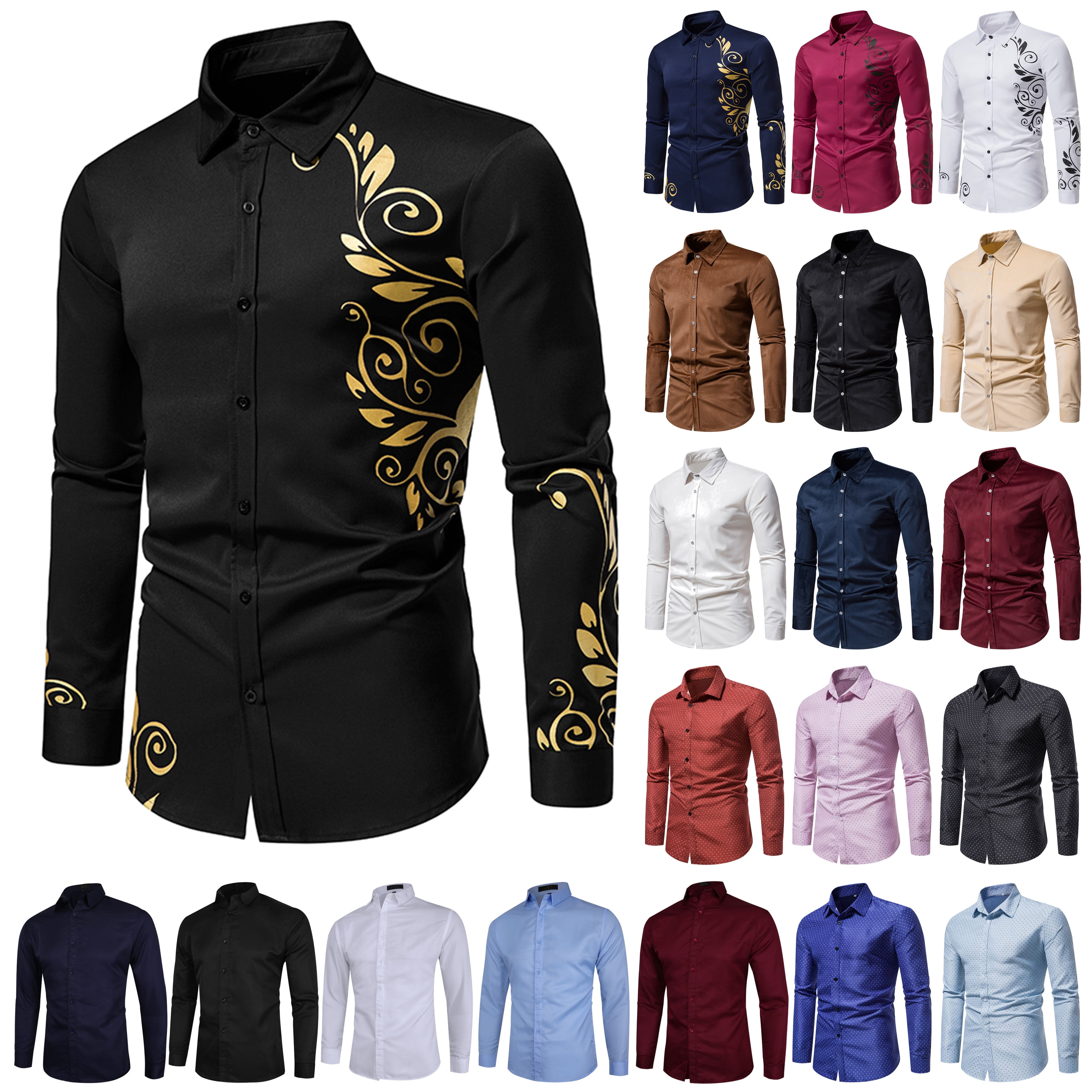 DDAPJ pyju Men's Shiny Rose Gold Dress Shirts Birthday Giftss,Nightclub ...