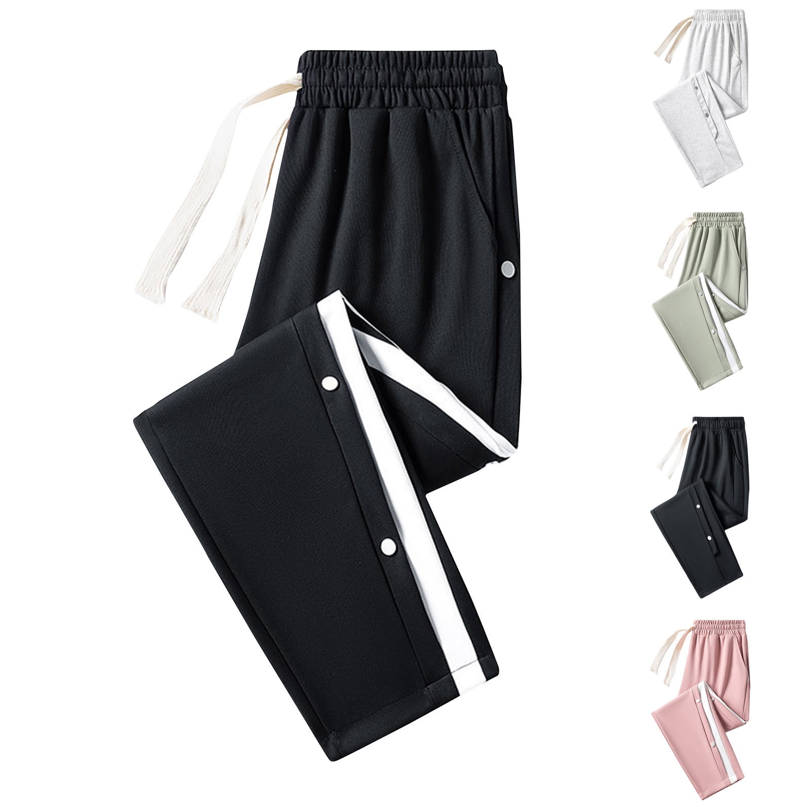 DDAPJ pyju Men's Tear Away Basketball Pants High Split Snap Button ...