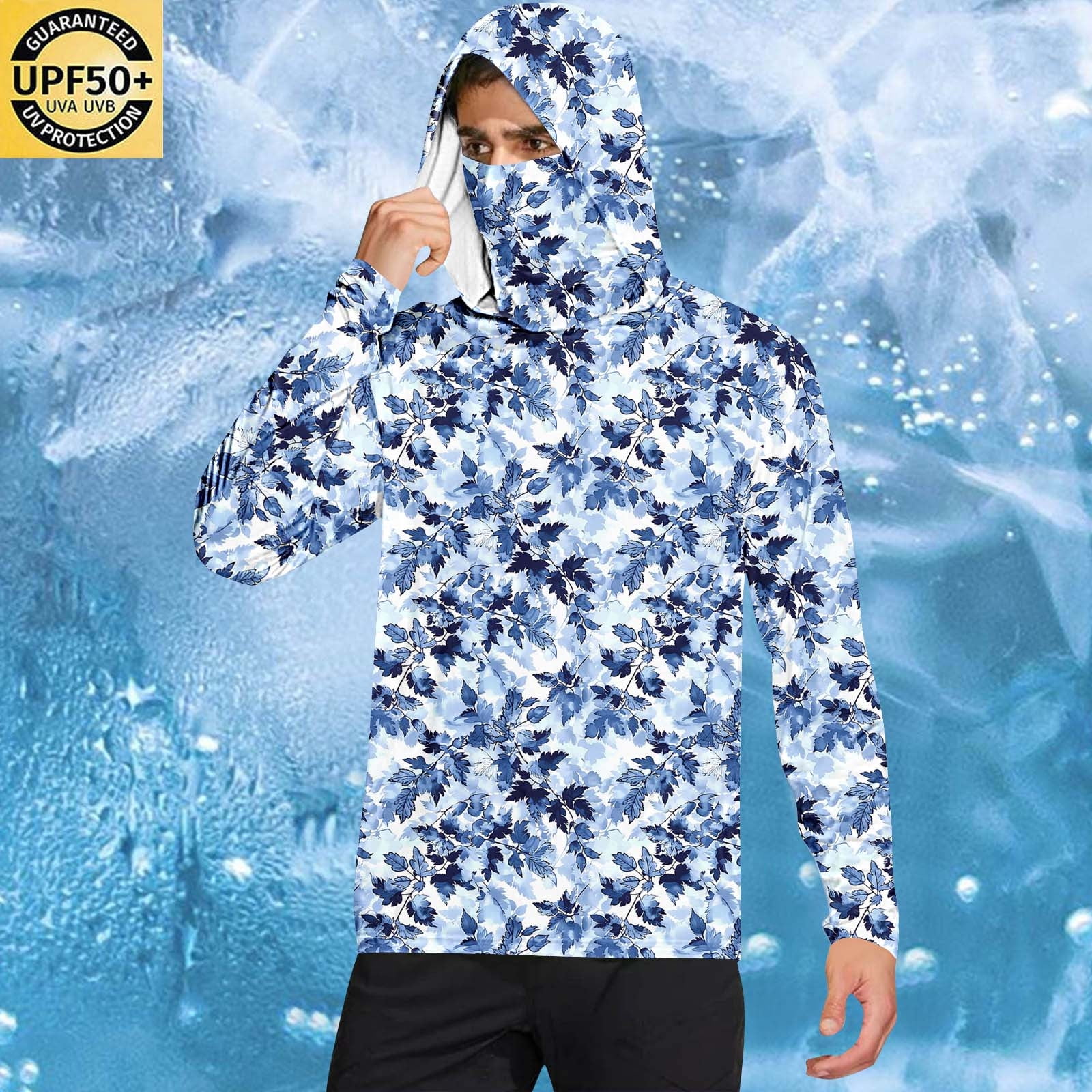 DDAPJ pyju Men's UPF 50+ Sun Protection Hooded Shirt with Mask Lightweight Cooling Hiking ...
