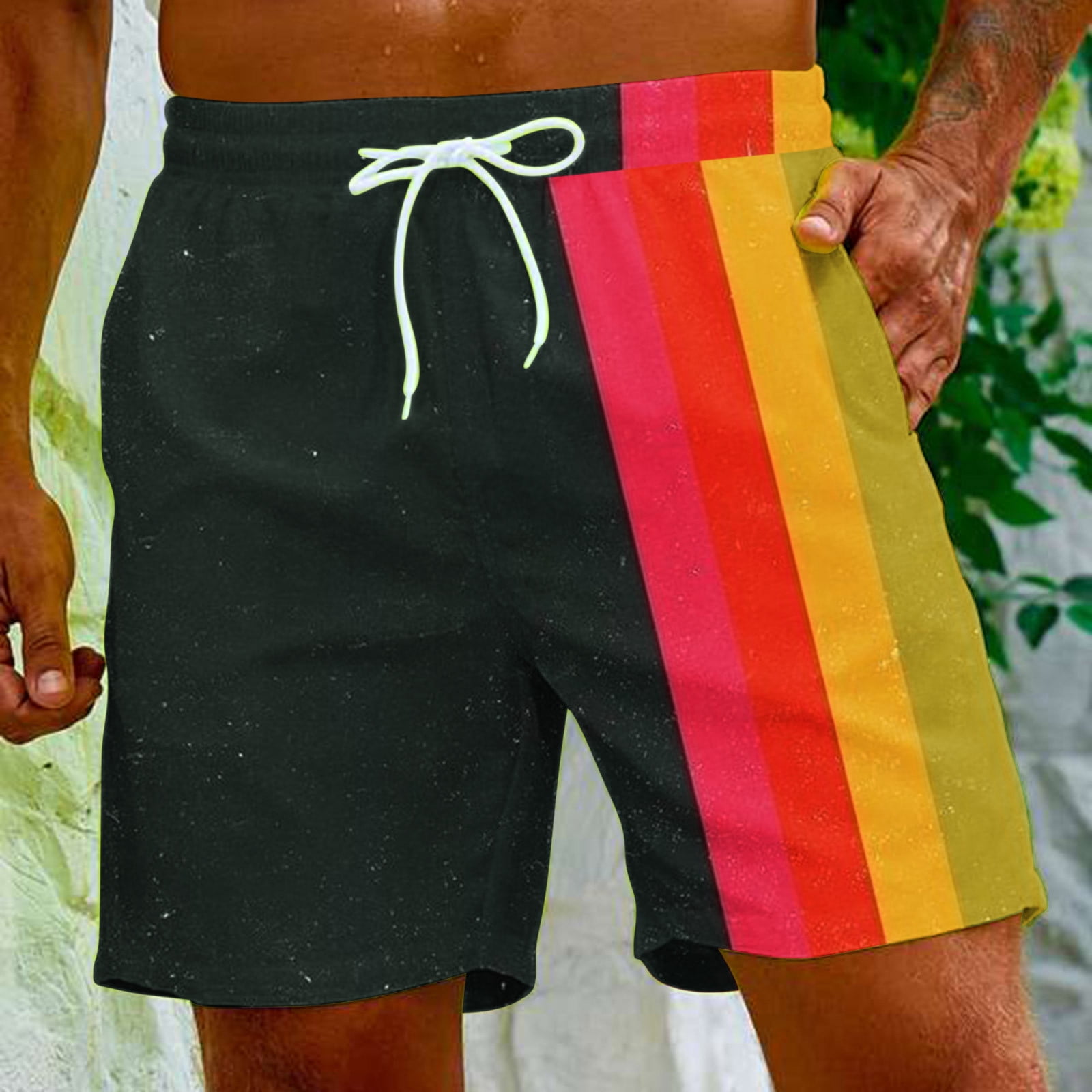 DDAPJ pyju Mens Big and Tall Swim Trunks Gay Pride Flag Rainbow 3D ...