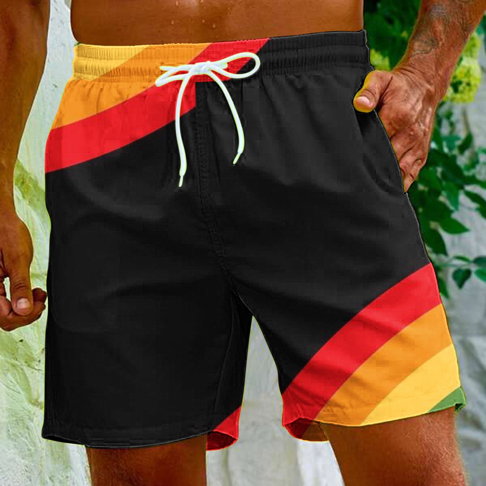 DDAPJ pyju Mens Big and Tall Swim Trunks Gay Pride Flag Rainbow 3D ...