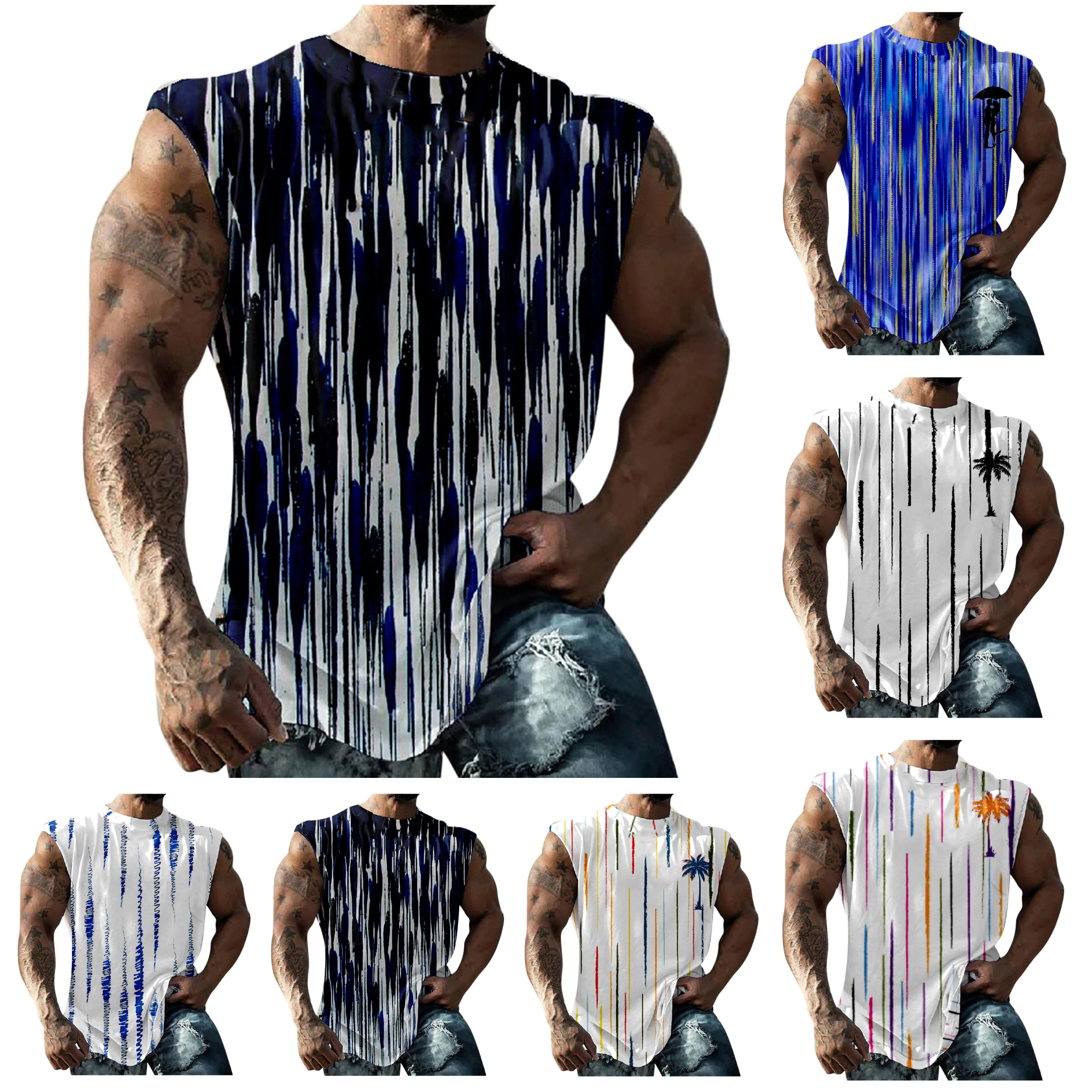 DDAPJ pyju Mens Big and Tall Tank Tops Sleeveless 3D Print T-shirts ...