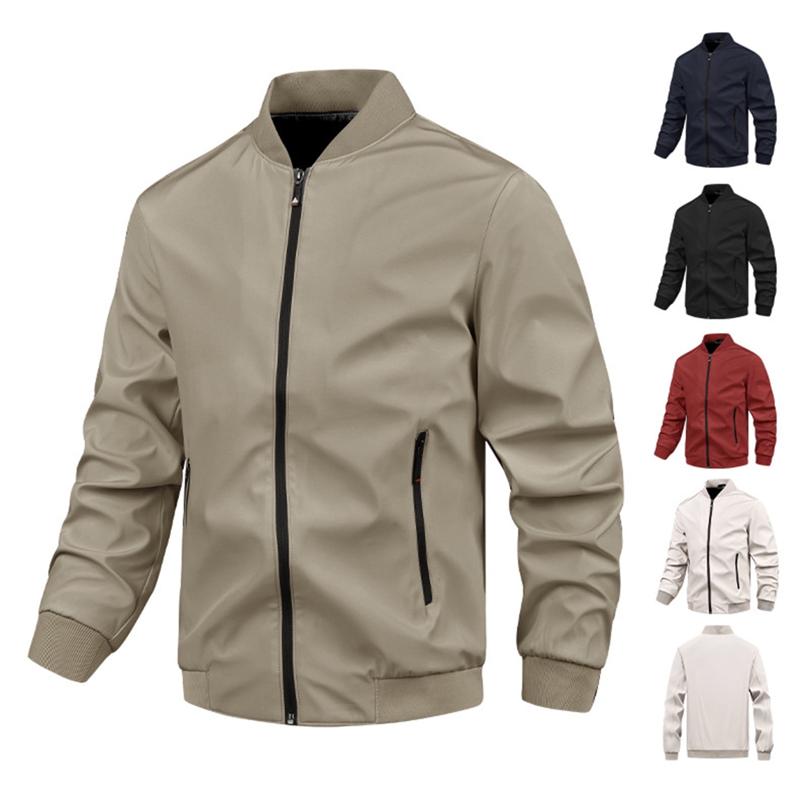 DDAPJ pyju Mens Bomber Jackets Zip Up Stand Collar Jacket Lightweight ...