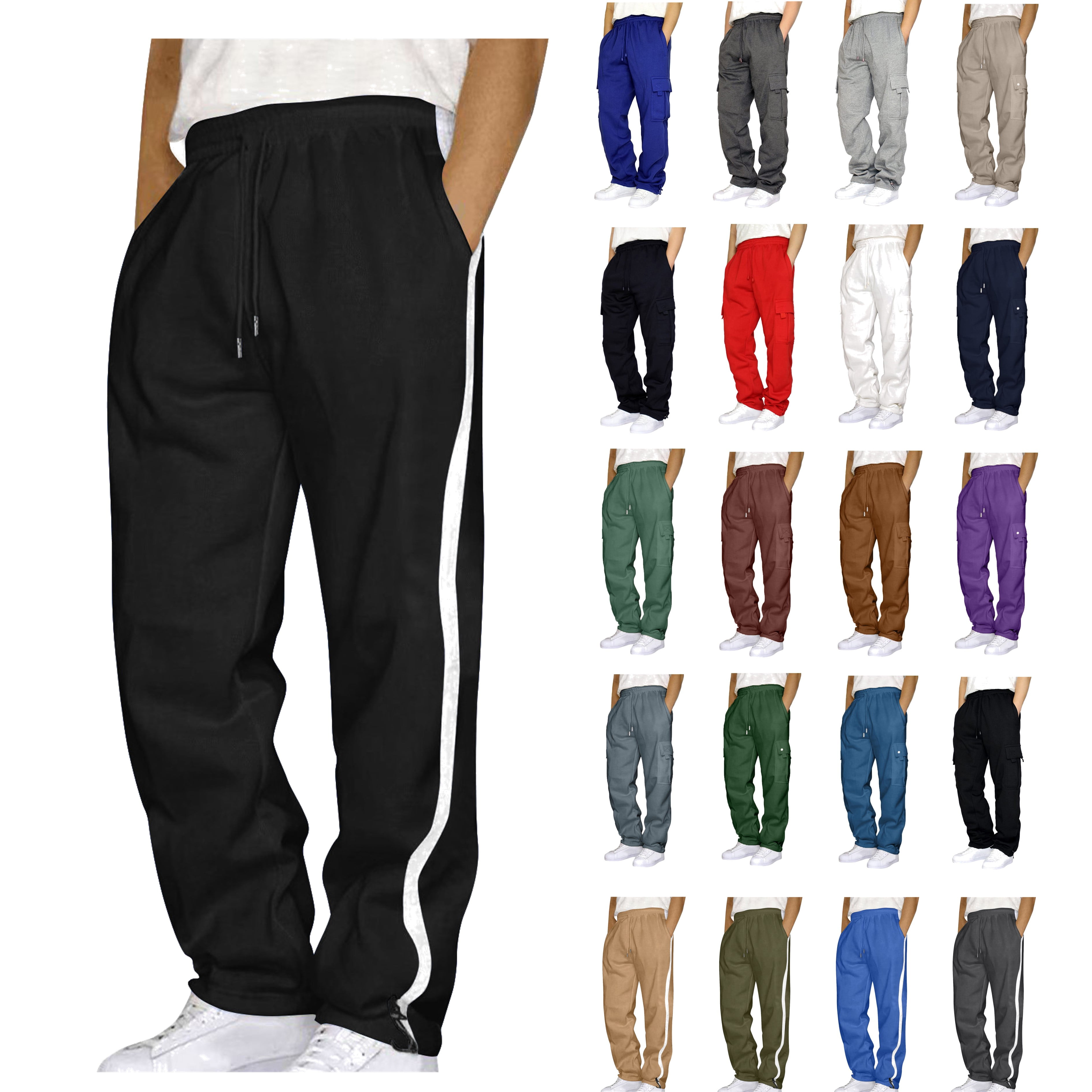 DDAPJ pyju Mens Cargo Sweatpants Big and Tall Solid Casual Loose ...