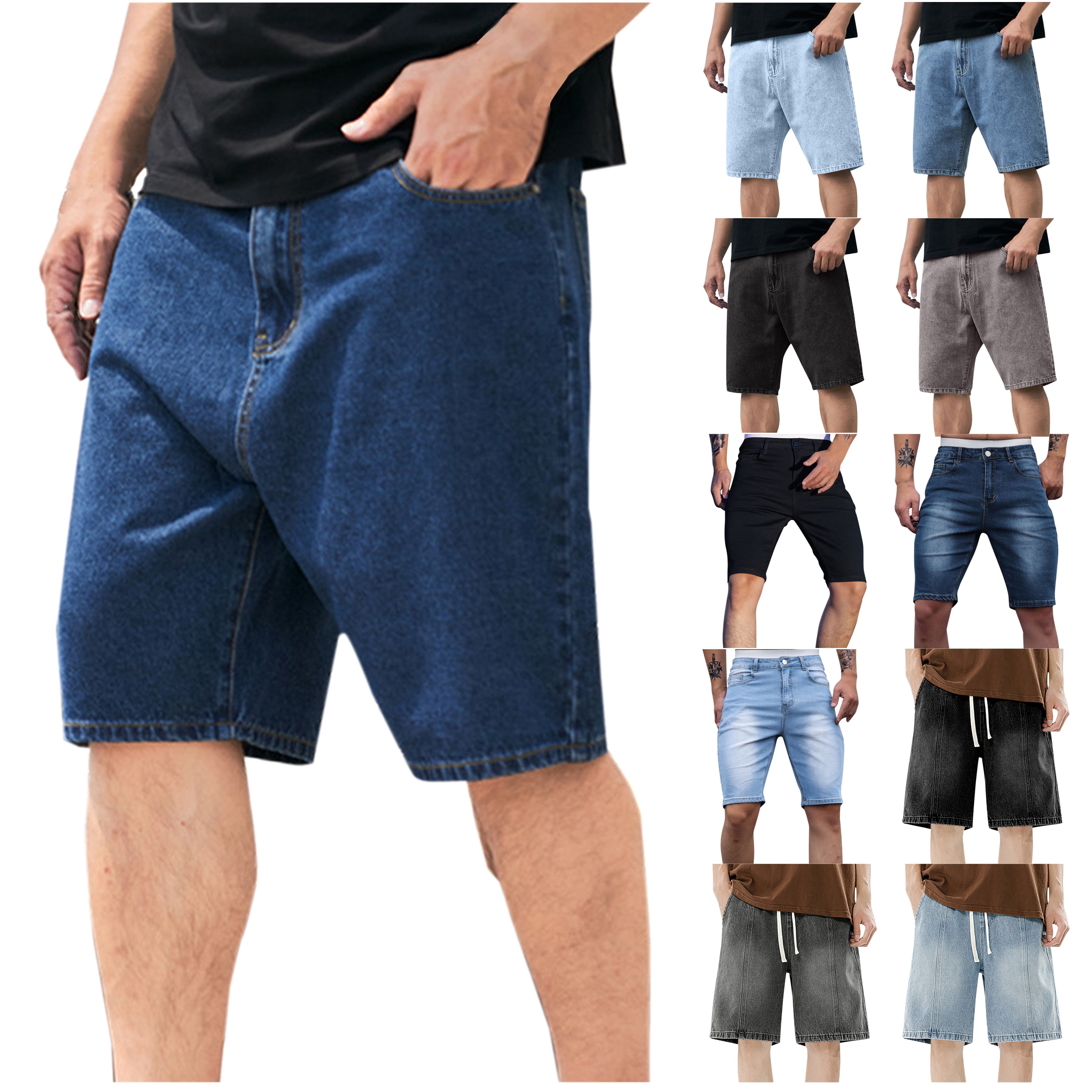 DDAPJ pyju Mens Casual Jean Shorts Relaxed Fit Classic Denim Shorts ...